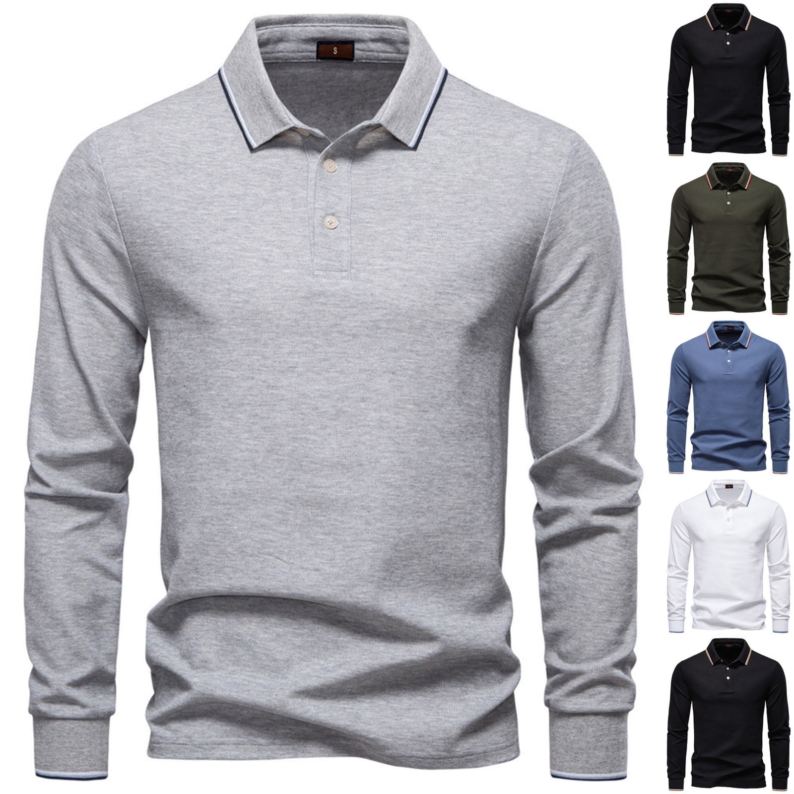 Visit the JURANMO Store Mens Cotton Polos Shirt Button Turndown Collar ...