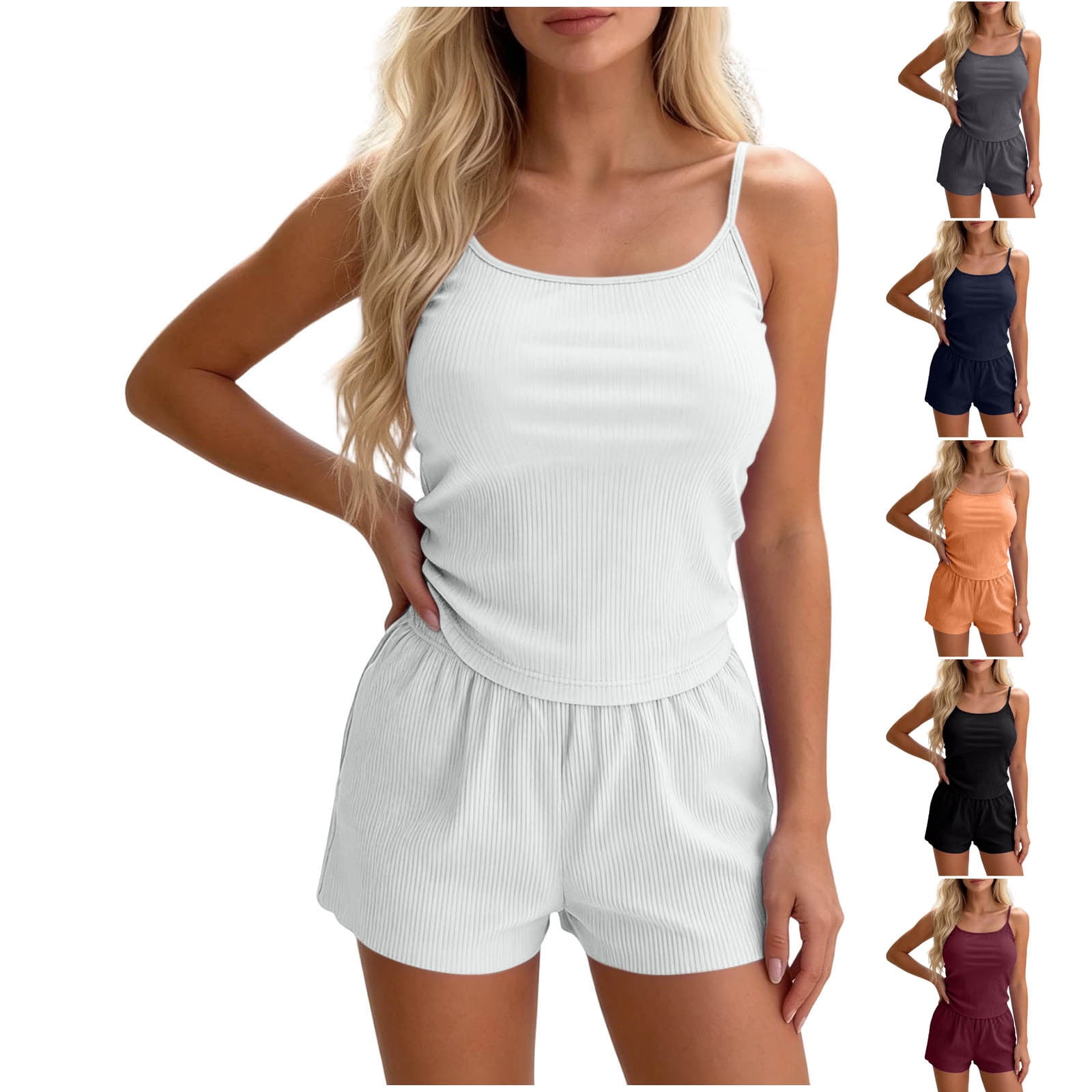 Visit the JURANMO Store Sleeveless Lounge Sets for Women 2 Piece Ribbed ...