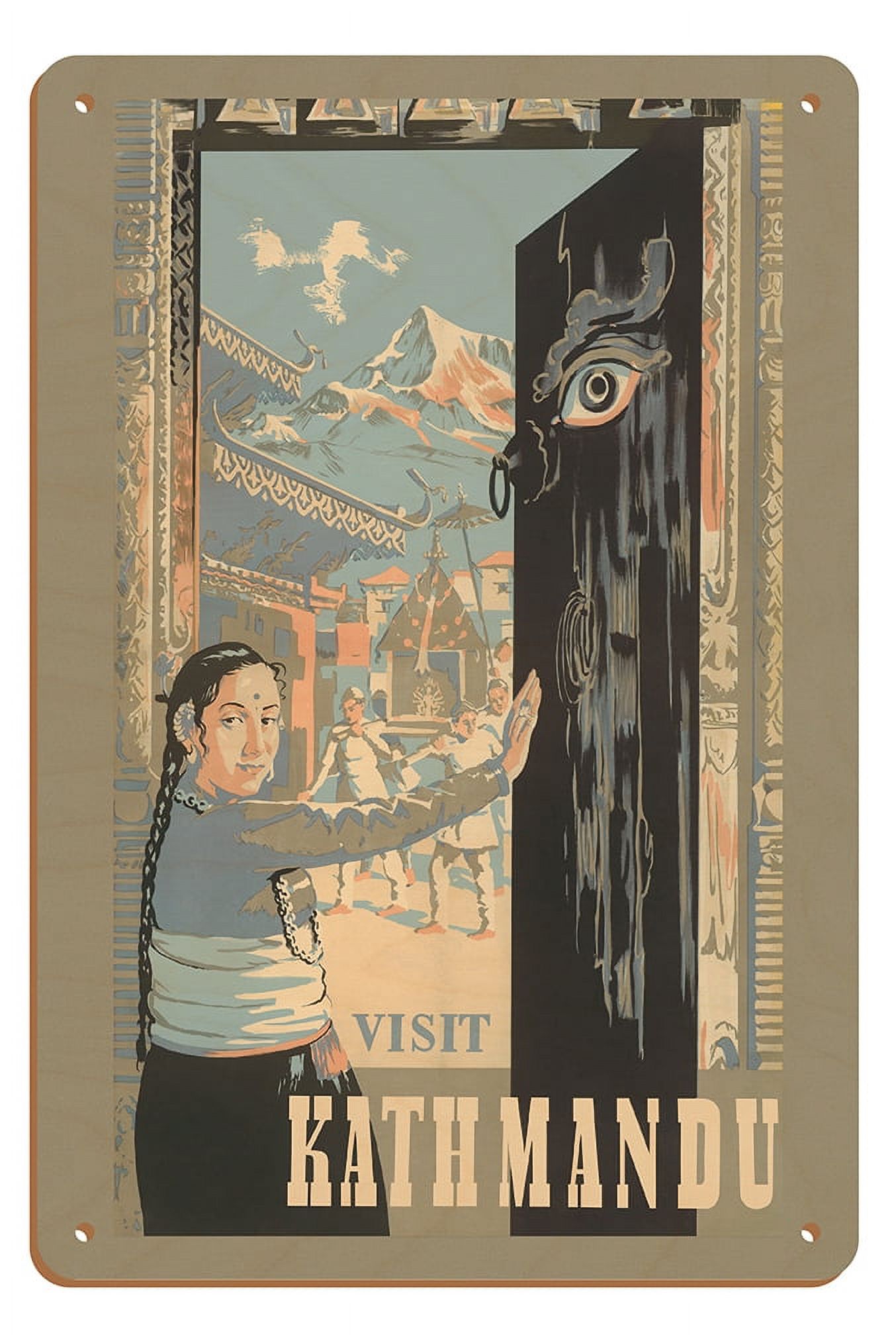 Visit Kathmandu Nepal - Vintage Travel Poster c.1973 - 8 x 12 inch ...