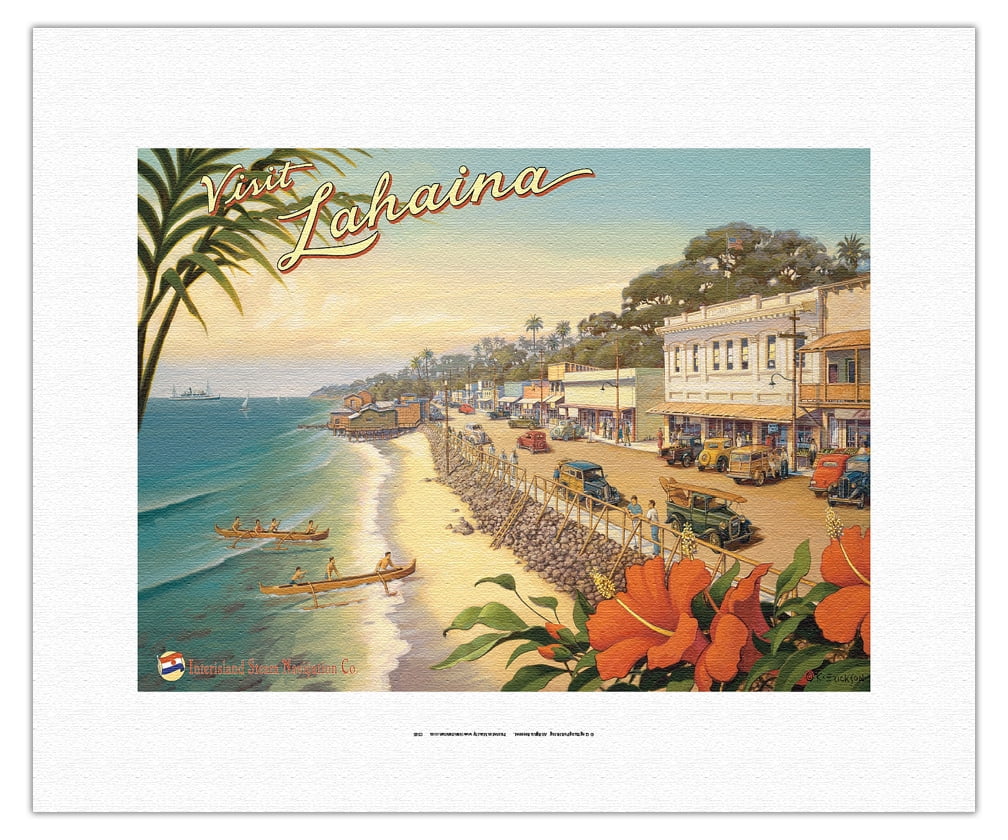 Visit Lahaina - Maui Hawaii - Vintage Hawaiian Travel Poster by Kerne ...