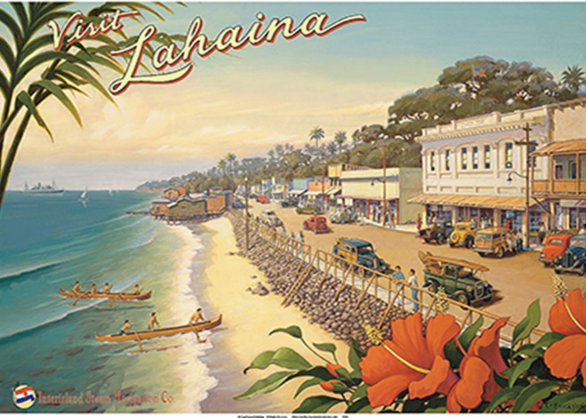 Visit Lahaina - Maui Hawaii - Vintage Hawaiian Travel Poster by Kerne Erickson - Master Art ...