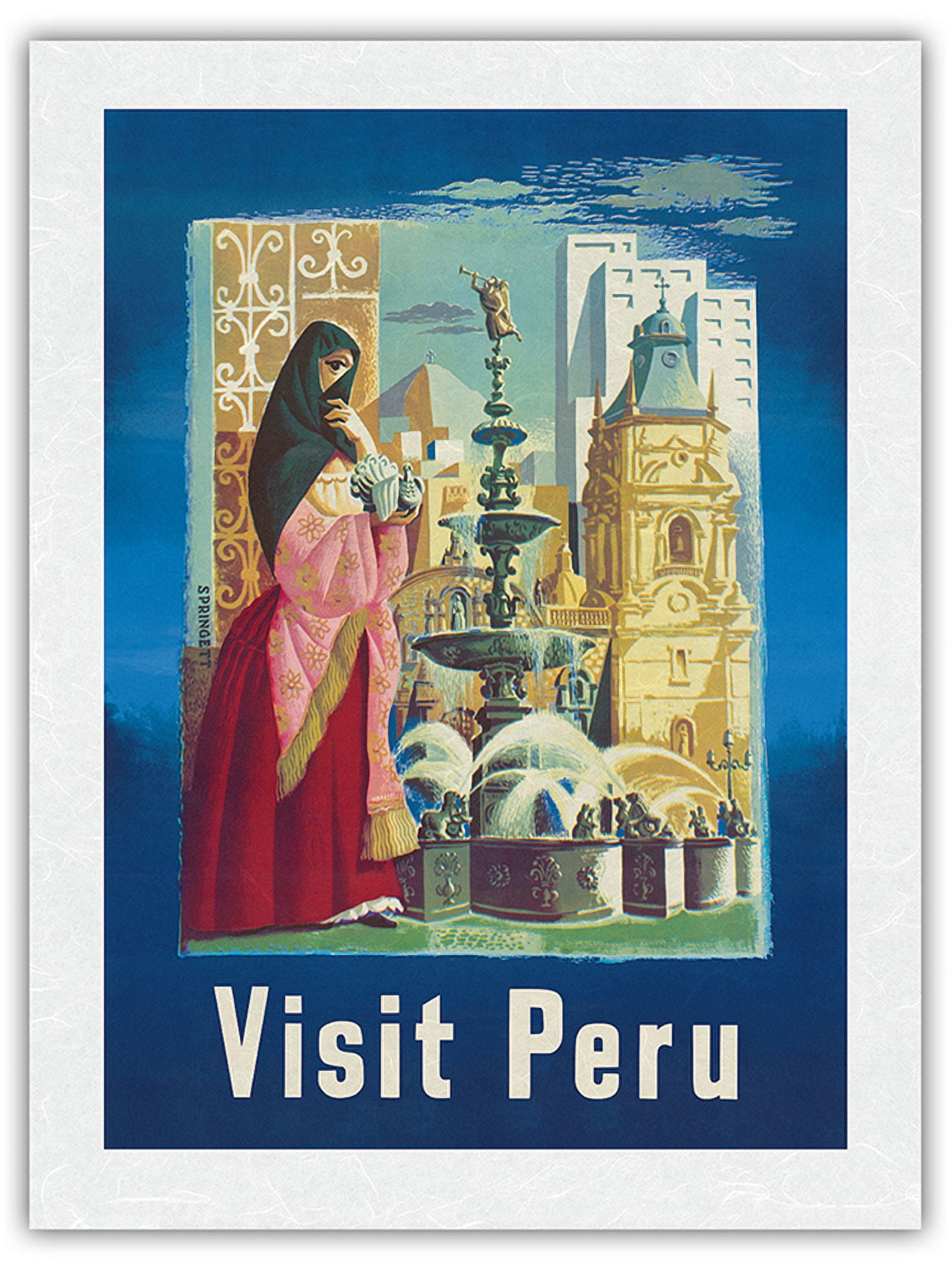 Visit Lima Peru - South America - Vintage Travel Poster by Springett c ...