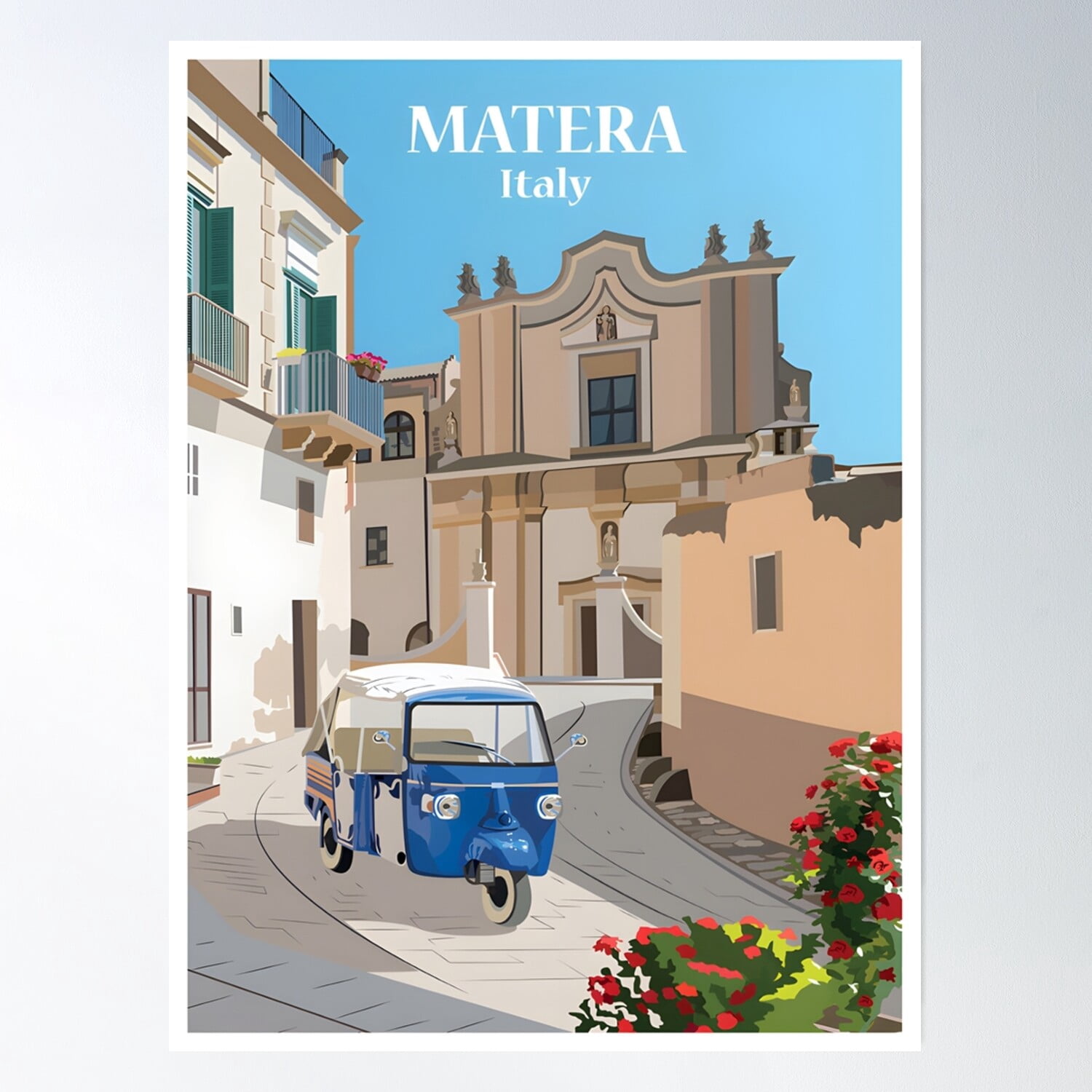 Visit Matera Italy Poster Wall Art, Modern Wall Decor, 8x12 UNFRAMED ...