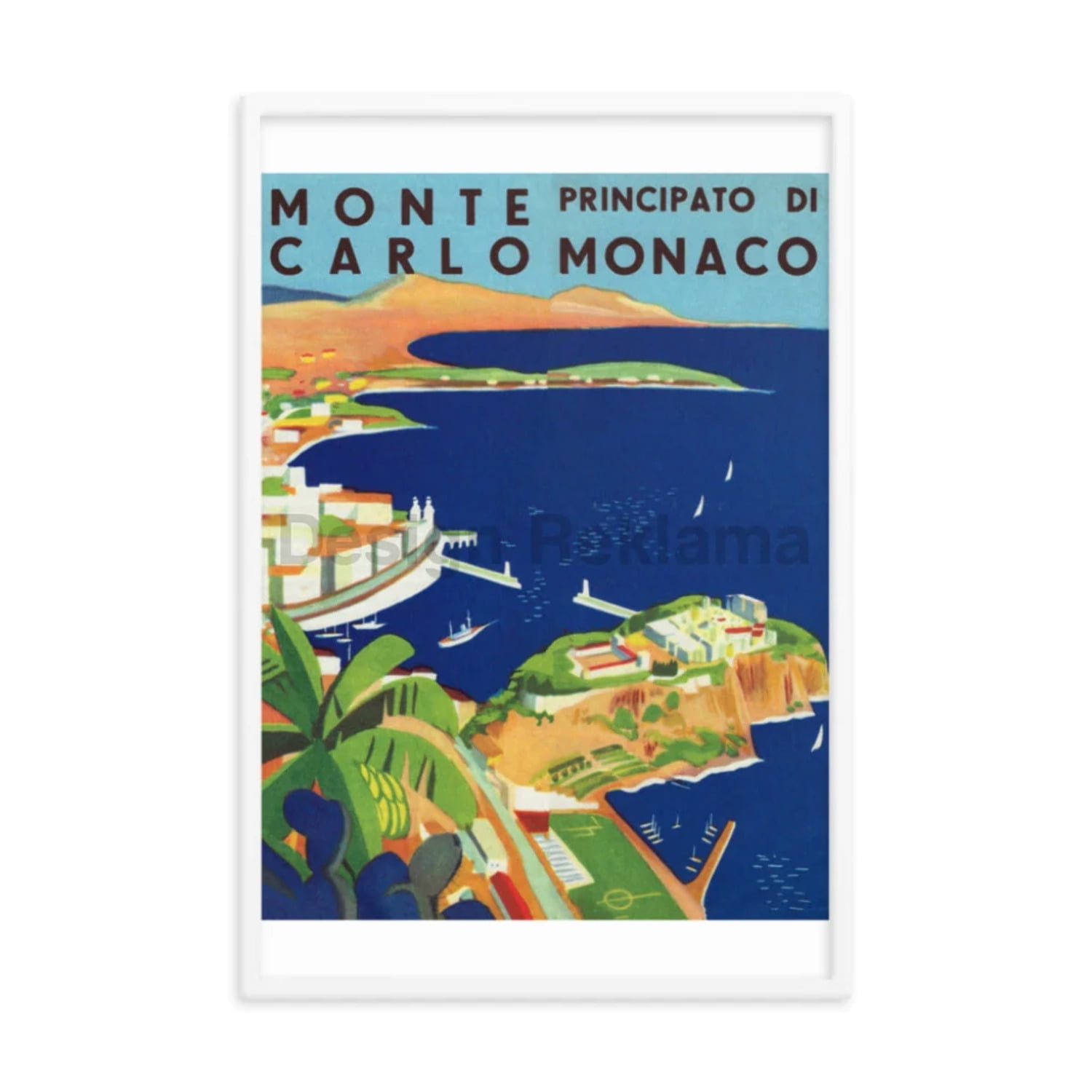 Visit Monte Carlo, Principality of Monaco circa 1936. Framed Vintage ...