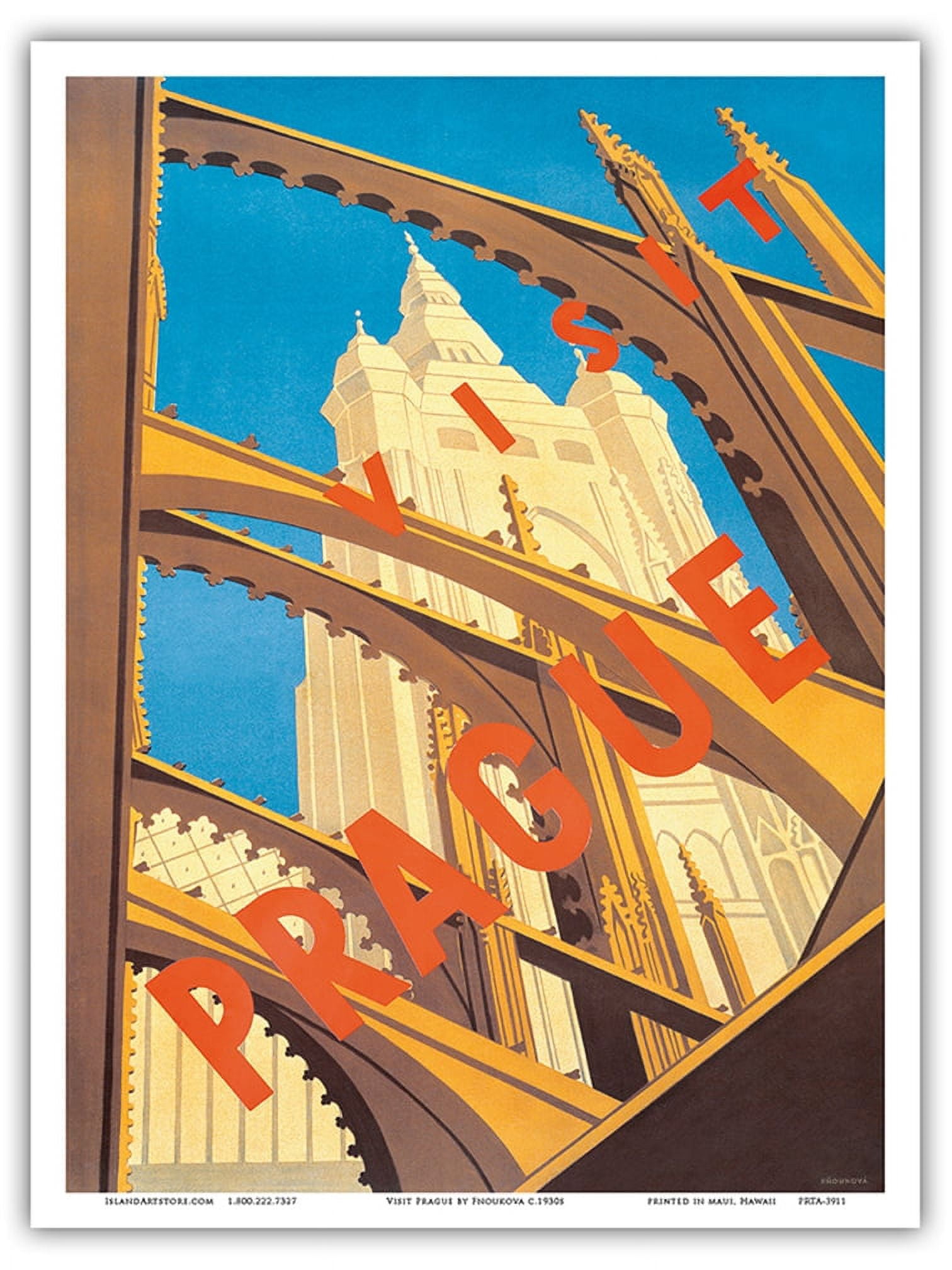 Visit Prague - Czechoslovakia - Vintage Travel Poster by Milena ...