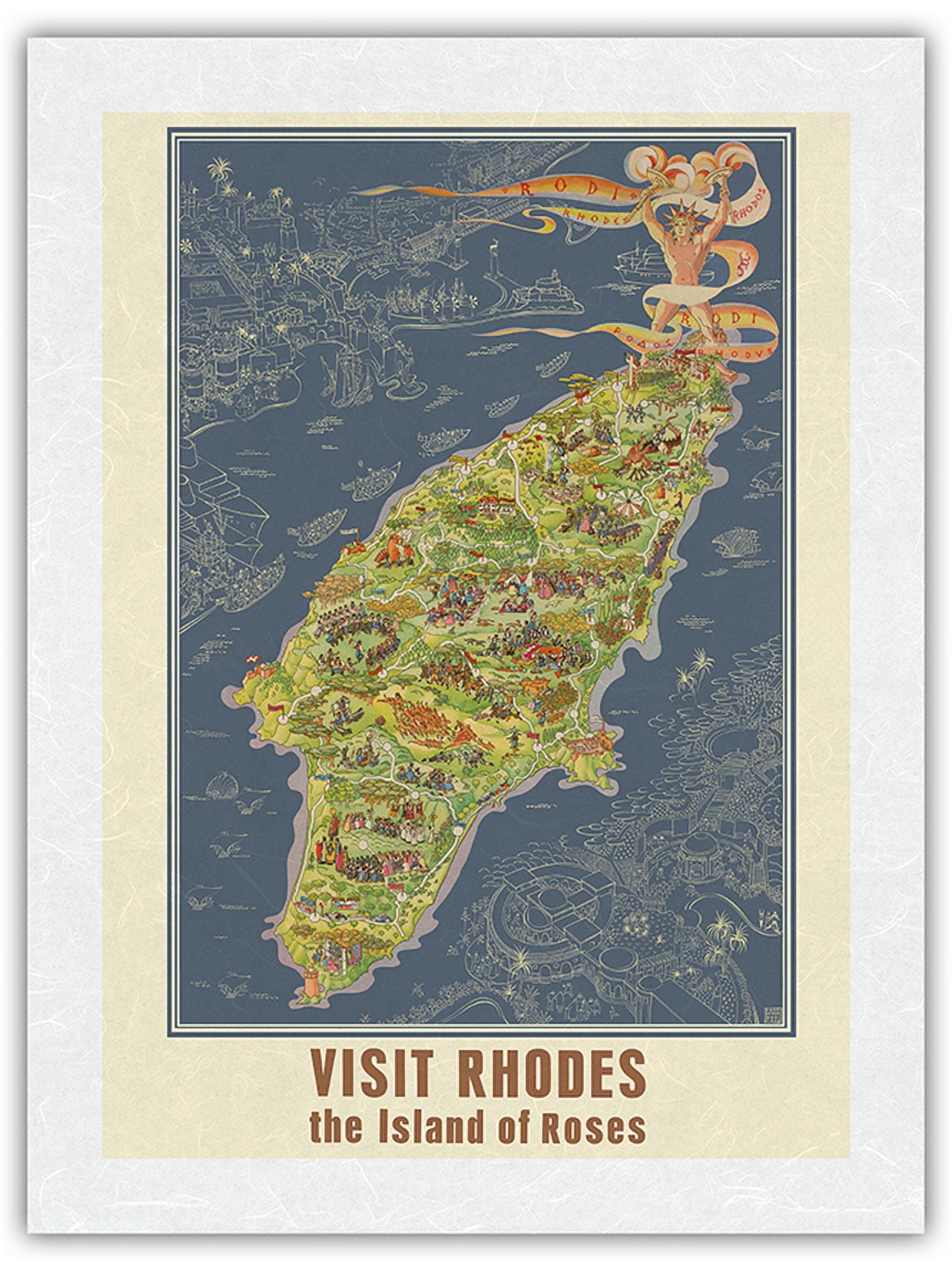 Visit Rhodes Greece - The Island of Roses - Vintage Travel Poster by ...