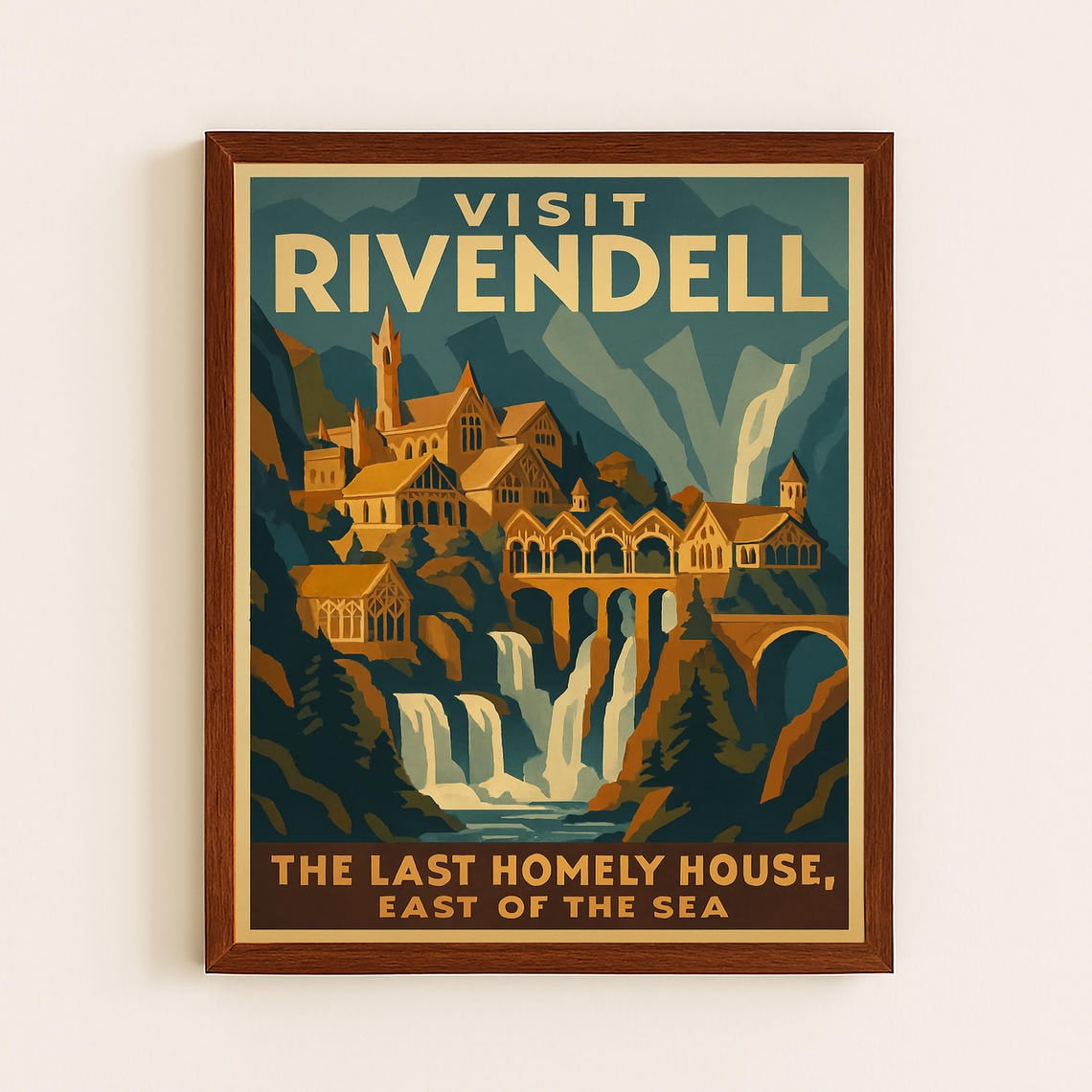 Visit Rivendell, Lord Of The Rings Travel Print, Retro Vintage Middle ...