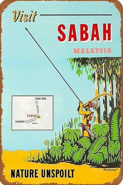 Visit Sabah Malaya Malaysia Vintage Travel Advertisement Art Print Wall ...