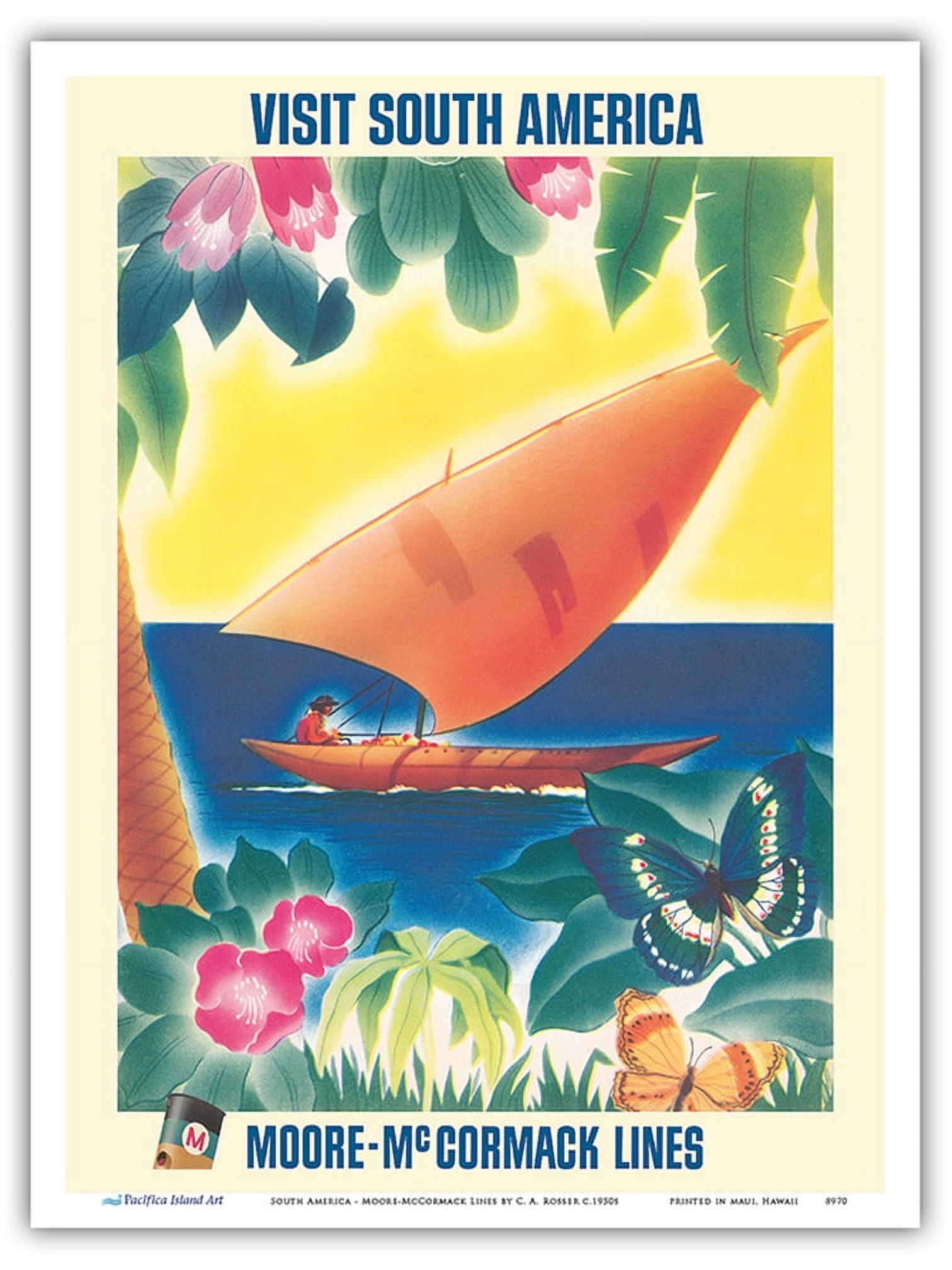 Visit South America - Sailboat - Moore-McCormack Lines - Vintage Ocean ...