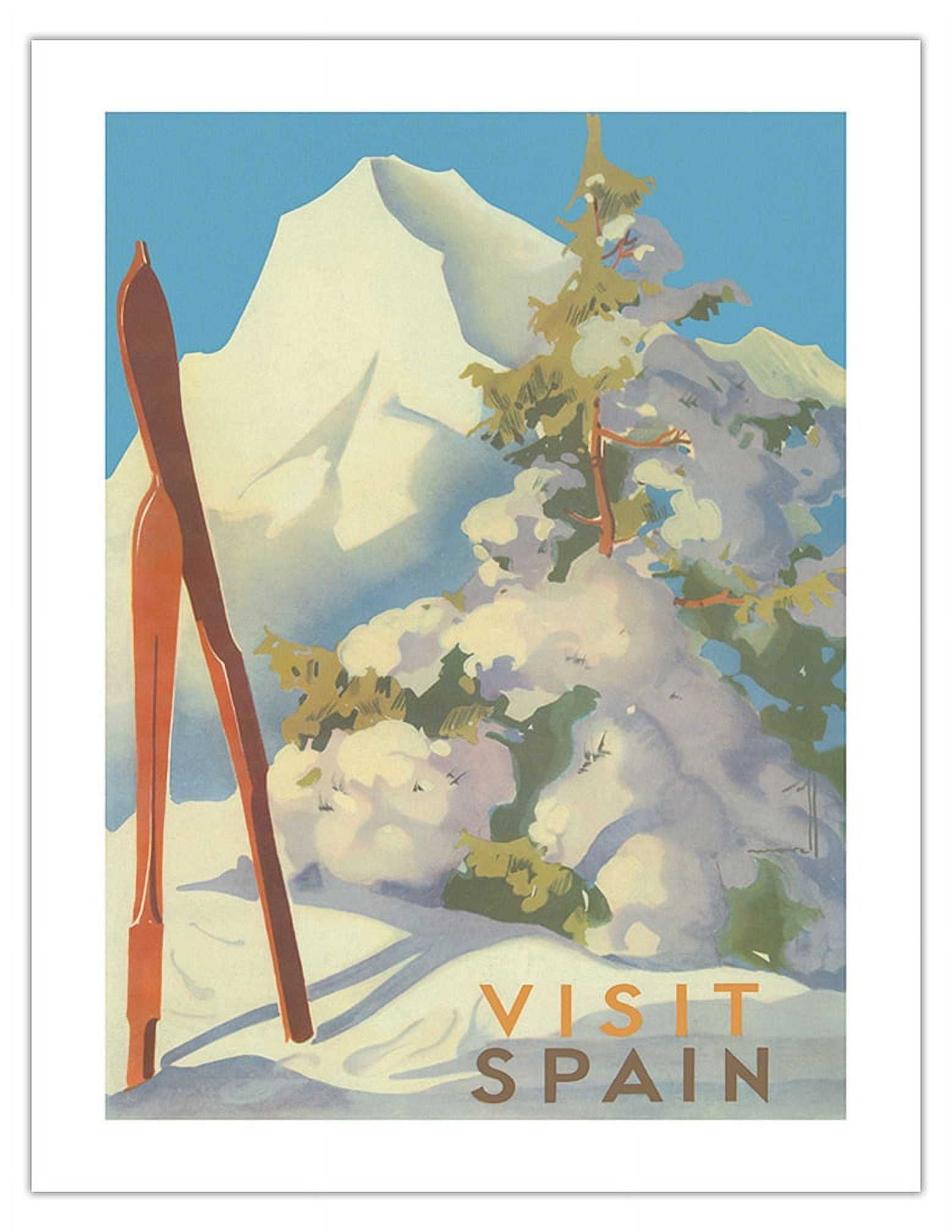Visit Spain - Ski in Catalan Pyrenees - Vintage Travel Poster by ...