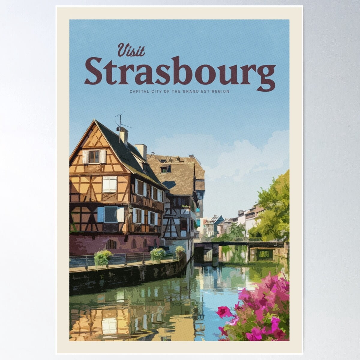 Visit Strasbourg Poster Wall Art, Modern Wall Decor For Living Room ...