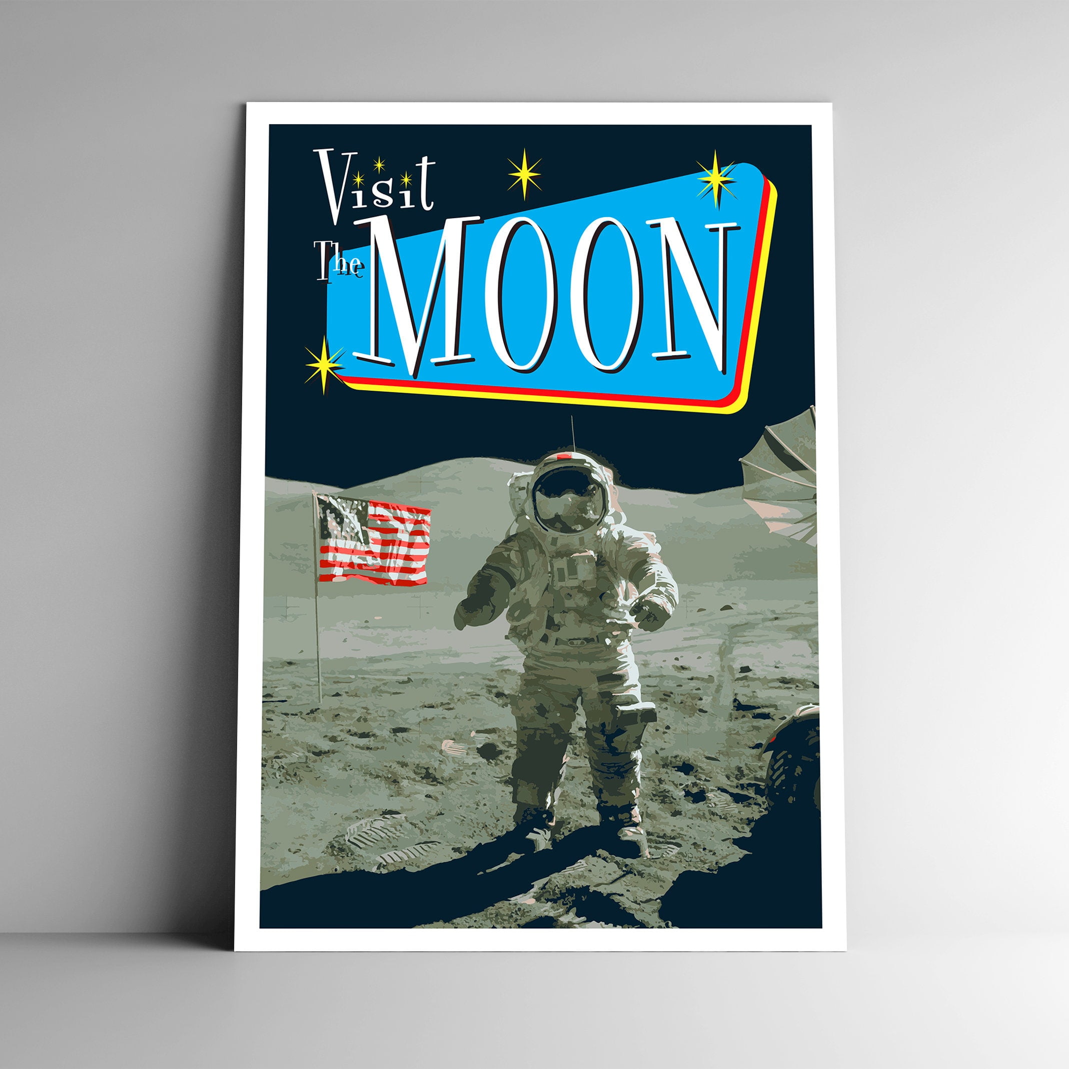 Visit The Moon Vintage Travel Poster / Postcard WPA Style Retro 1950s ...