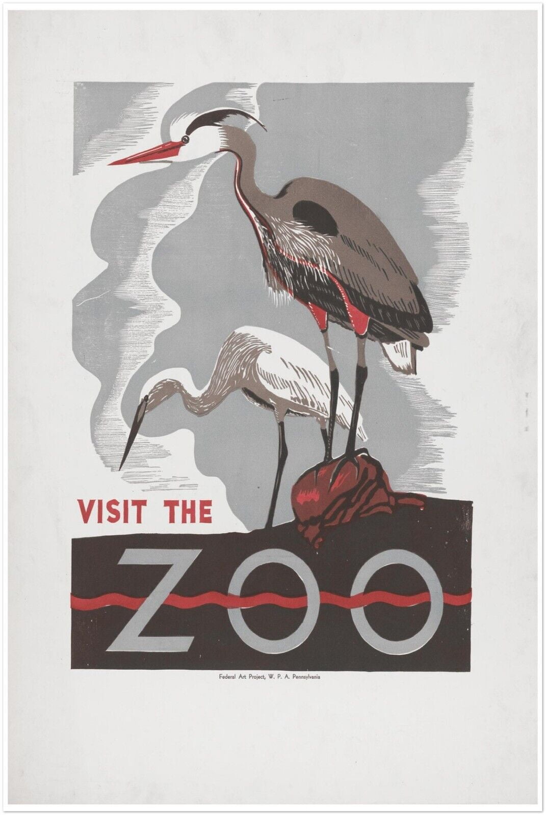 Visit The Zoo - Philadelphia Zoo - US WPA Vintage Print (12x18Inches ...