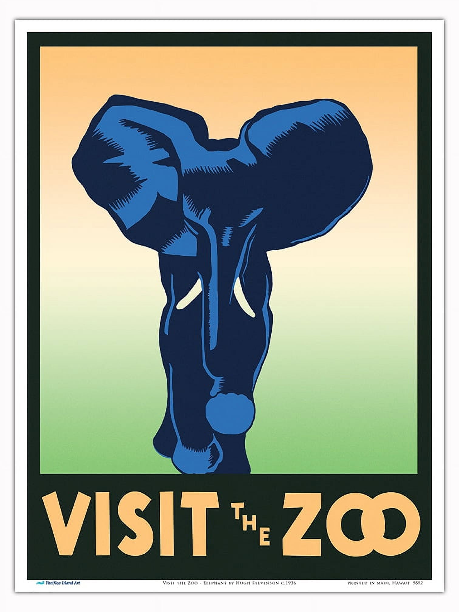 Visit the Zoo - Elephant - Vintage Travel Poster by Hugh Stevenson c ...