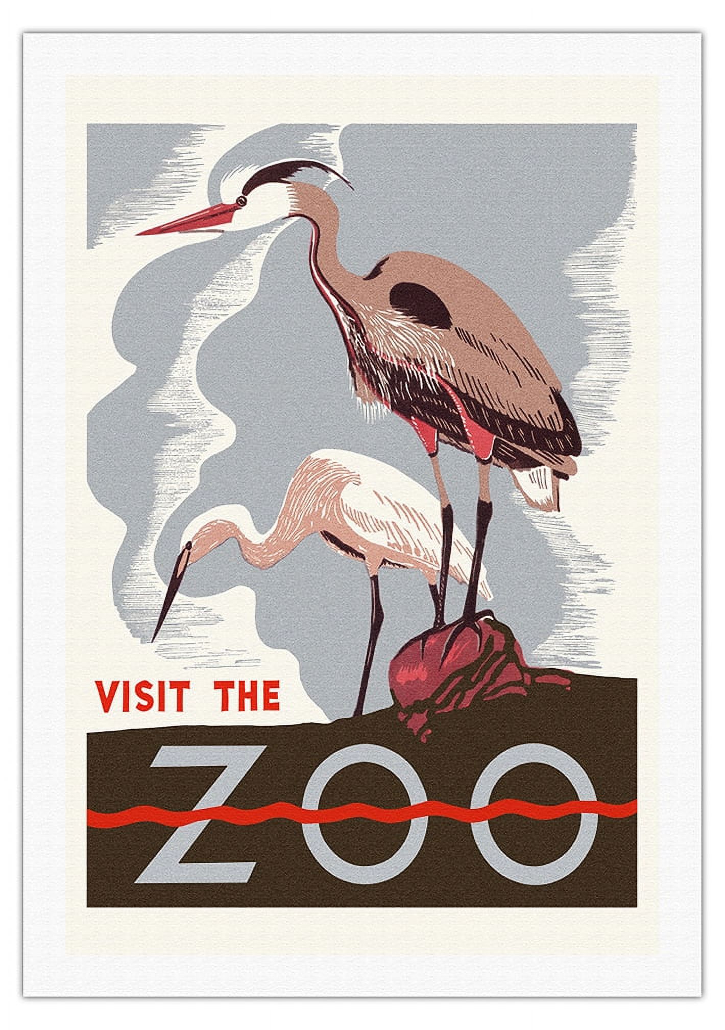 Visit the Zoo - Two Herons - WPA Federal Art Project - Vintage Travel ...