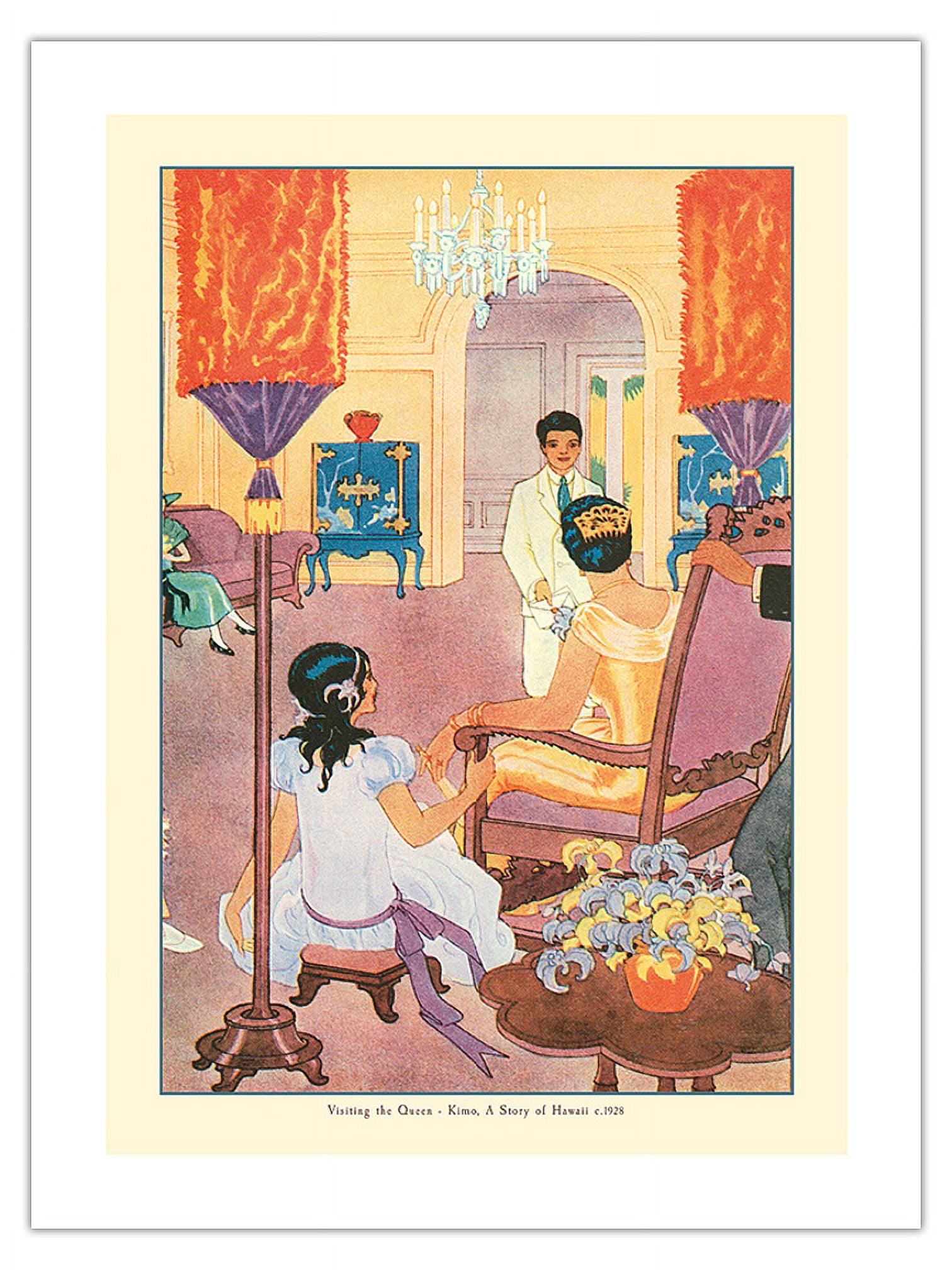 Visiting the Queen - Book Plate From Kimo A Story of Hawaii - Vintage ...