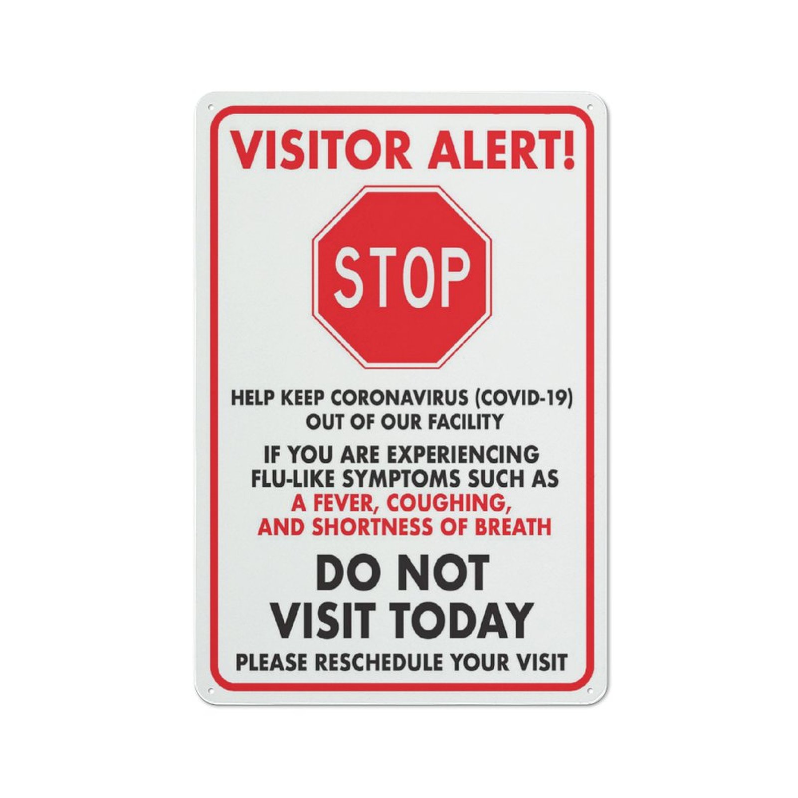 Visitor Alert Stop Do Not Visit Today Sign 12 X 8 Inch Metal Sign ...