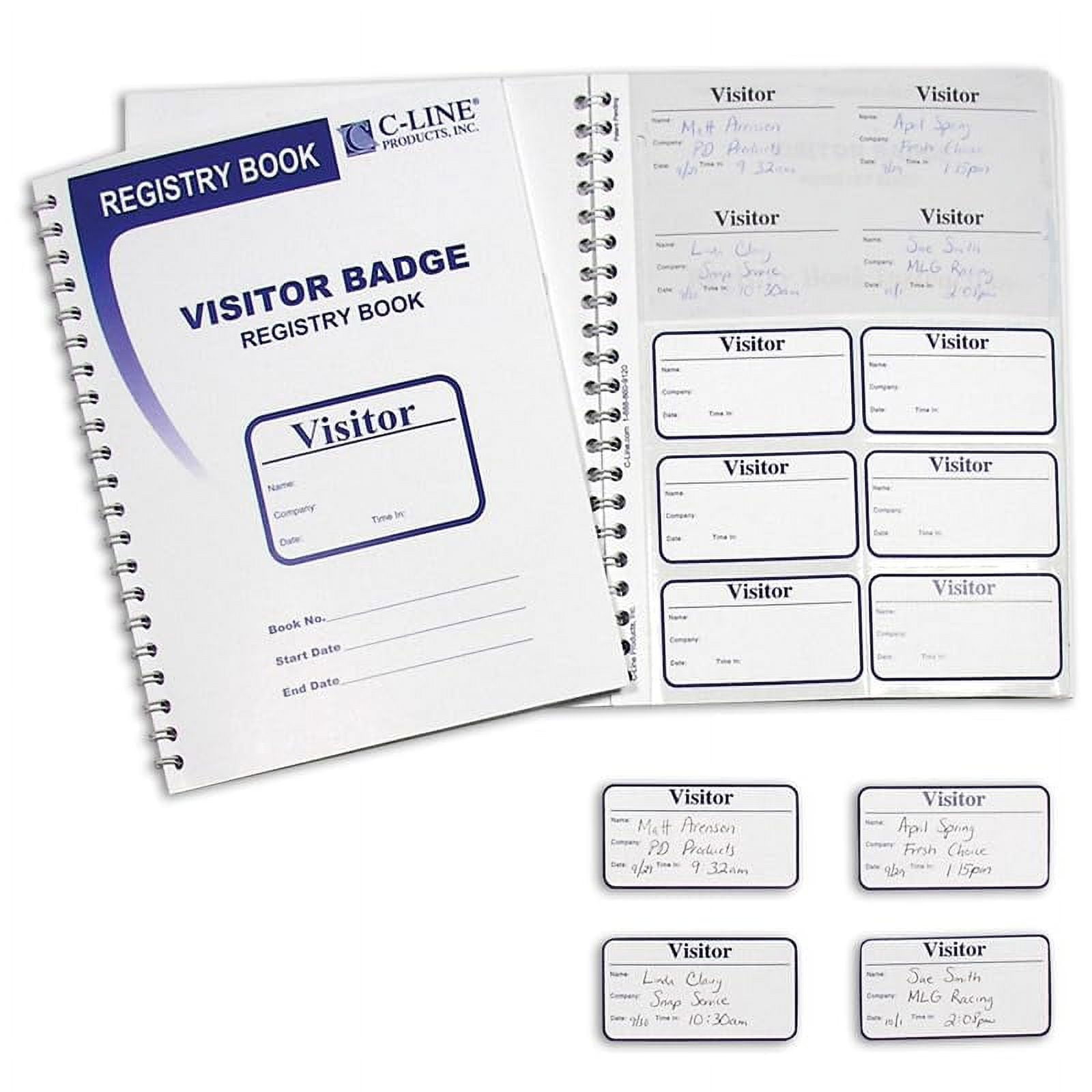 Visitor Badges with Registry Log, 3 1/2 x 2, White, 150/Box - Walmart.com