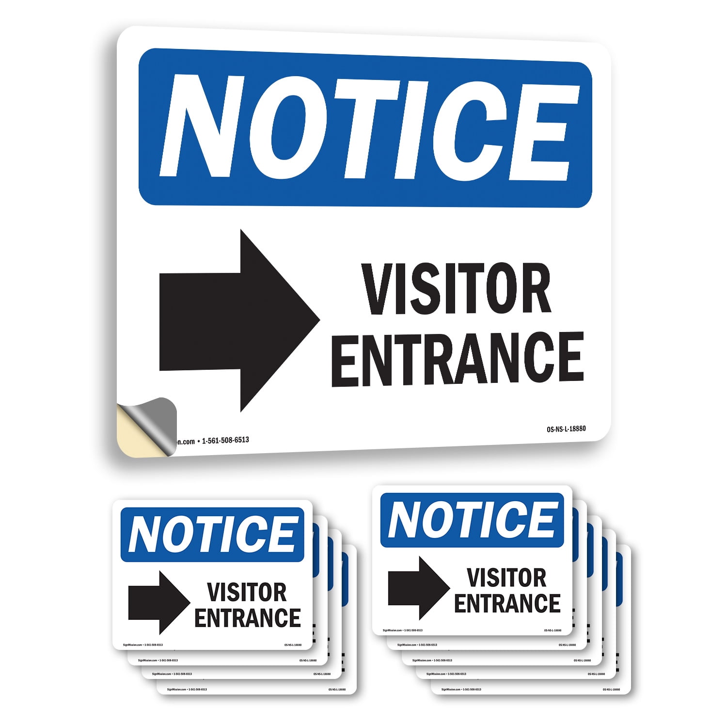Visitor Entrance [Right Arrow] With Symbol OSHA Notice Vinyl Decal ...