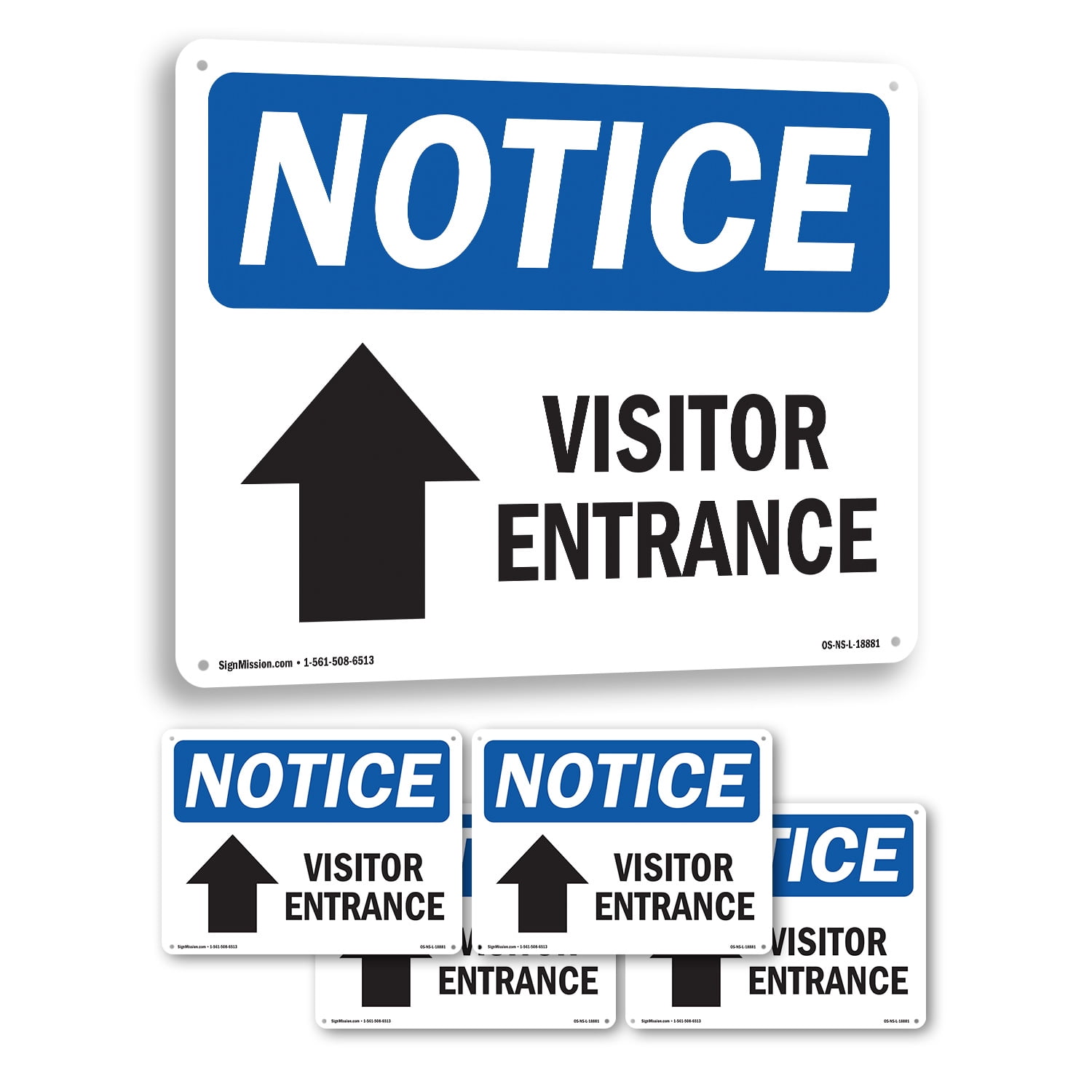 Visitor Entrance [Up Arrow] OSHA Notice Rigid Plastic Sign 10 Inch x 7 ...