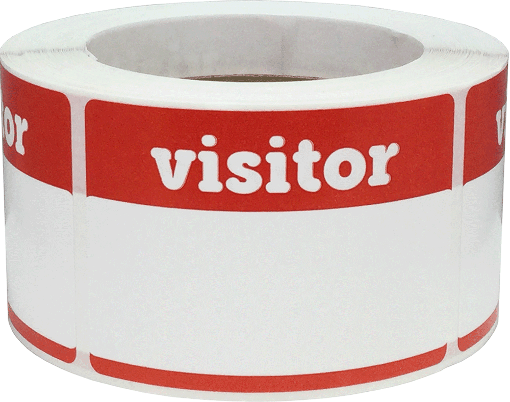 Visitor Labels Red Blank Space For Your Name 3 1/2 x 2 1/2 Inch ...