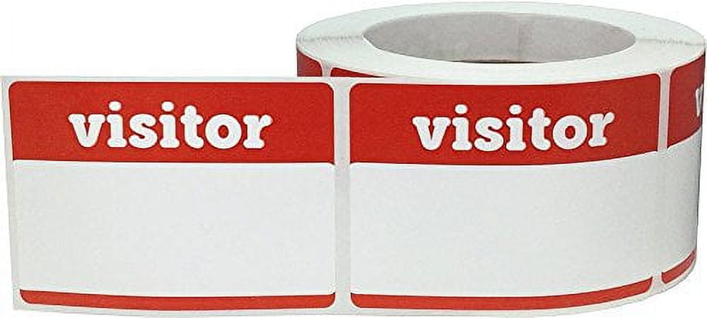 Visitor Labels Red Blank Space for Your Name 3 1/2 x 2 1/2 Inch ...
