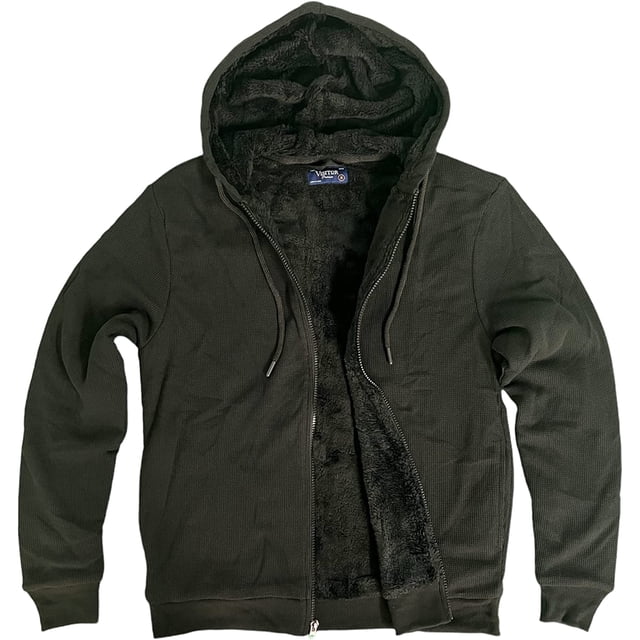 Visitor Men's Sherpa Lined Thermal Hoodie Jacket, Heavyweight, Full-Zip ...
