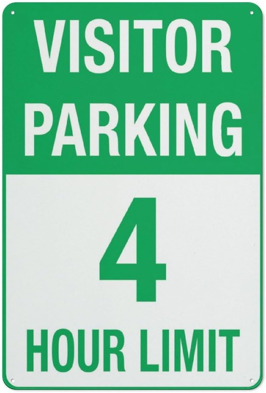 Visitor Parking - 4 Hour Limit Sign 12 X 8 Inches Aluminum Metal ...