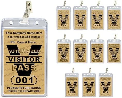 Visitor Pass Badges - PVC Plastic (Custom Printed with Your Company ...