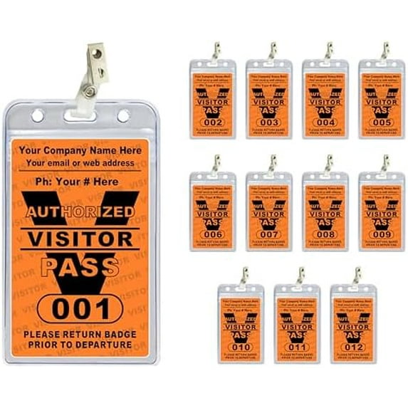 Visitor Pass Badges - PVC Plastic (Custom Printed with Your Company ...