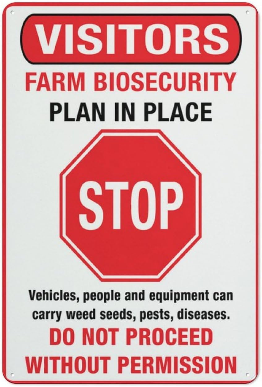 Visitors - Farm Biosecurity Plan In Place Sign Warning Sticker-Security ...