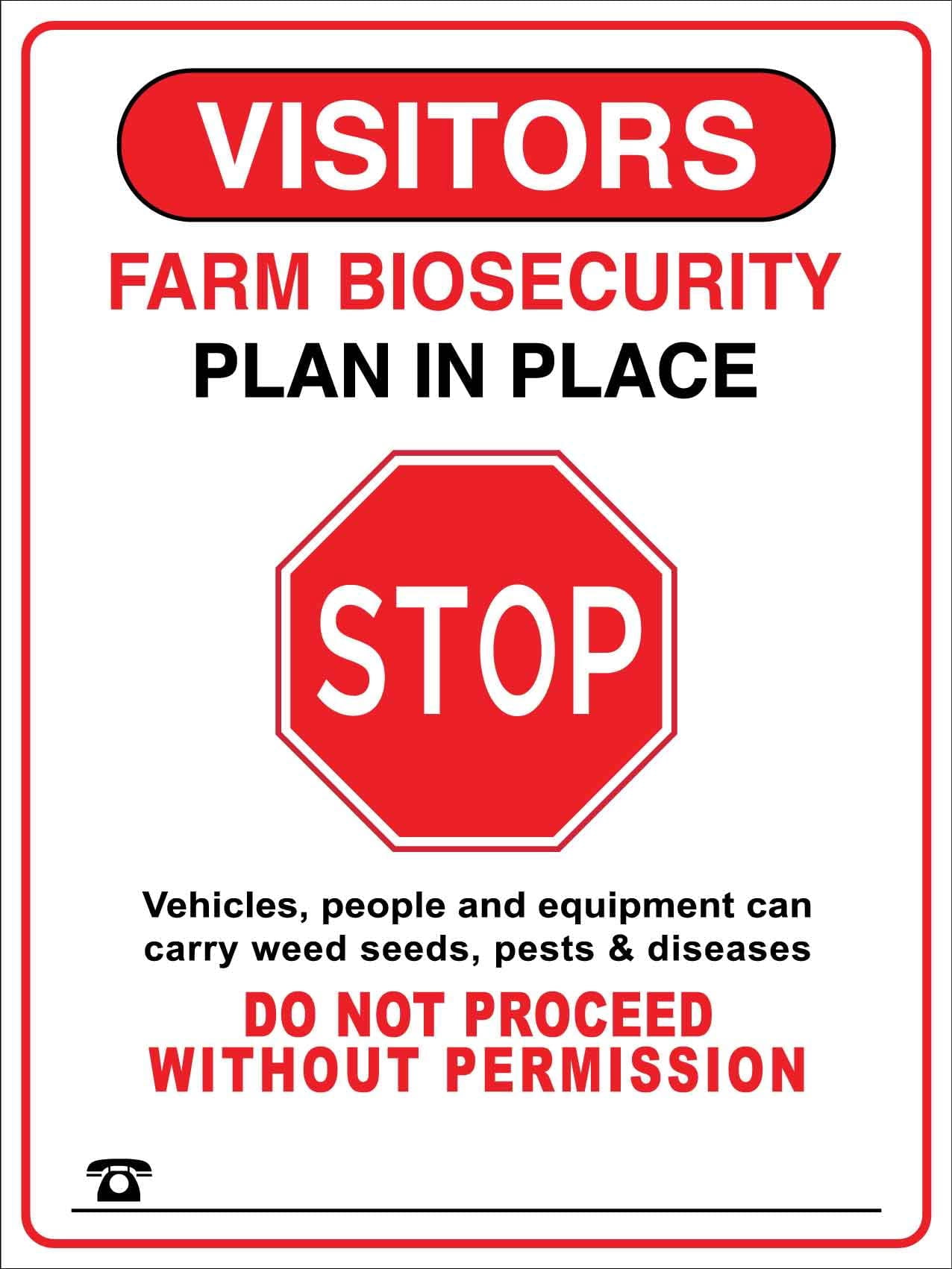 Visitors Farm Biosecurity Plan In Place Stop Metal Sign Caution Danger ...