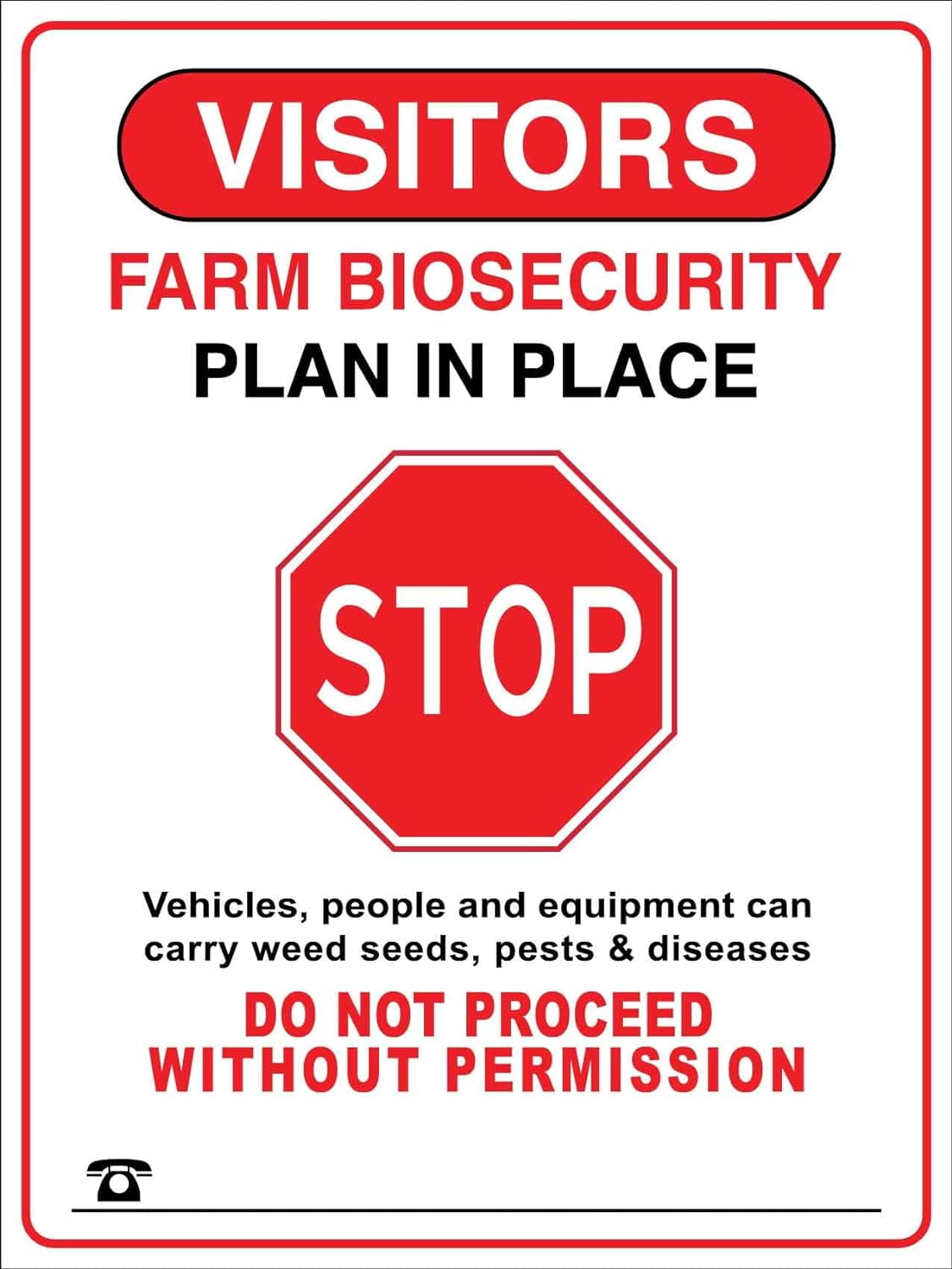 Visitors Farm Biosecurity Plan In Place Stop Sign Metal Tin Sign12x16 ...