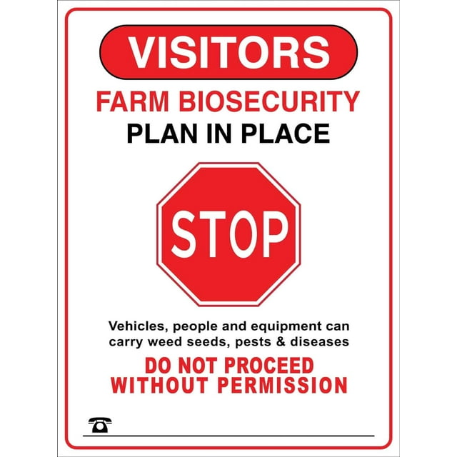 Visitors Farm Biosecurity Plan In Place Stop Sign Metal Tin Sign12x16 ...