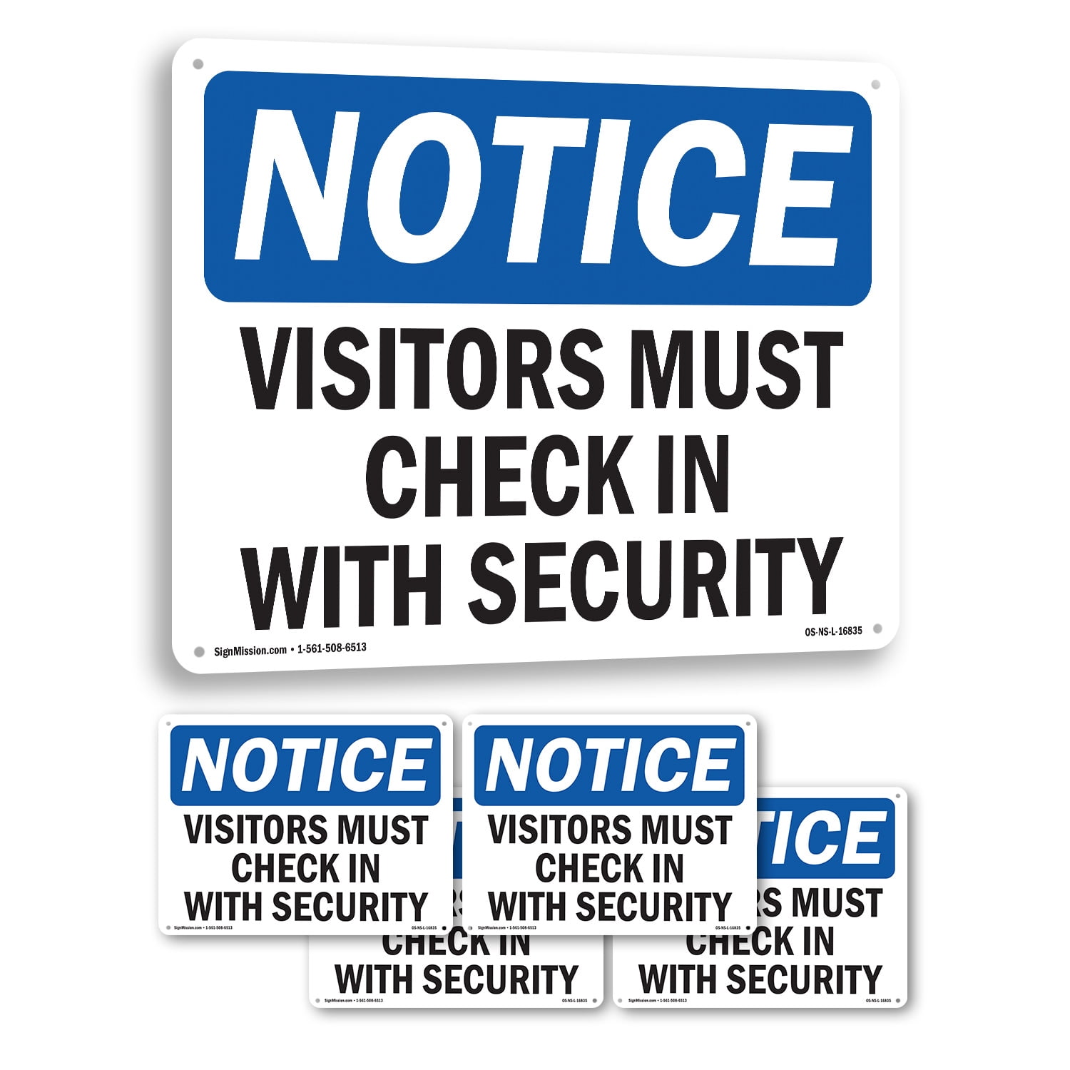 Visitors Must Check In With Security OSHA Notice Aluminum Sign 24 Inch ...