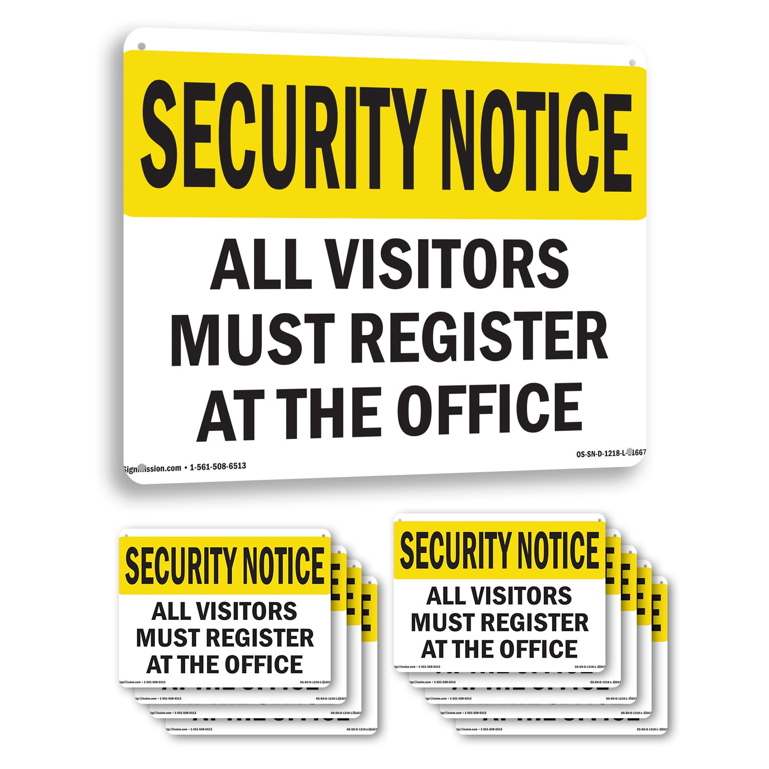 Visitors Must Register OSHA Security Notice Aluminum Sign 24 Inch x 18 ...
