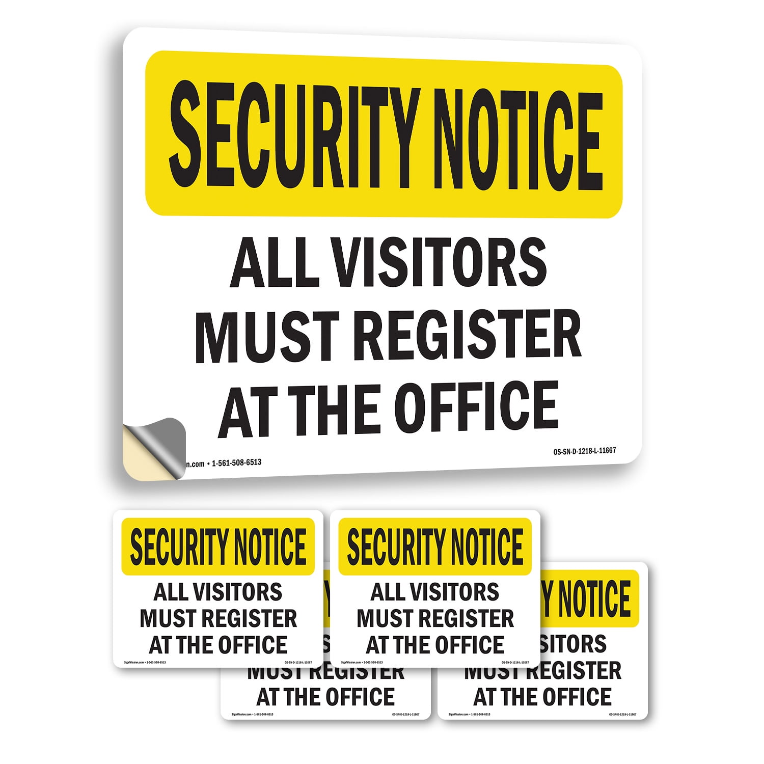 Visitors Must Register OSHA Security Notice Vinyl Decal Label 10 Inch x ...