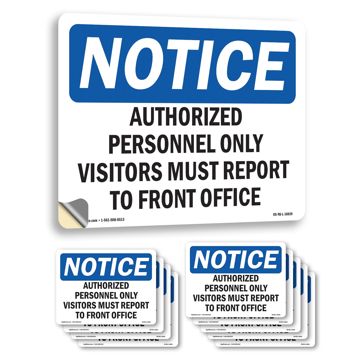 Visitors Must Report To Front Office OSHA Notice Vinyl Decal Label 10 ...