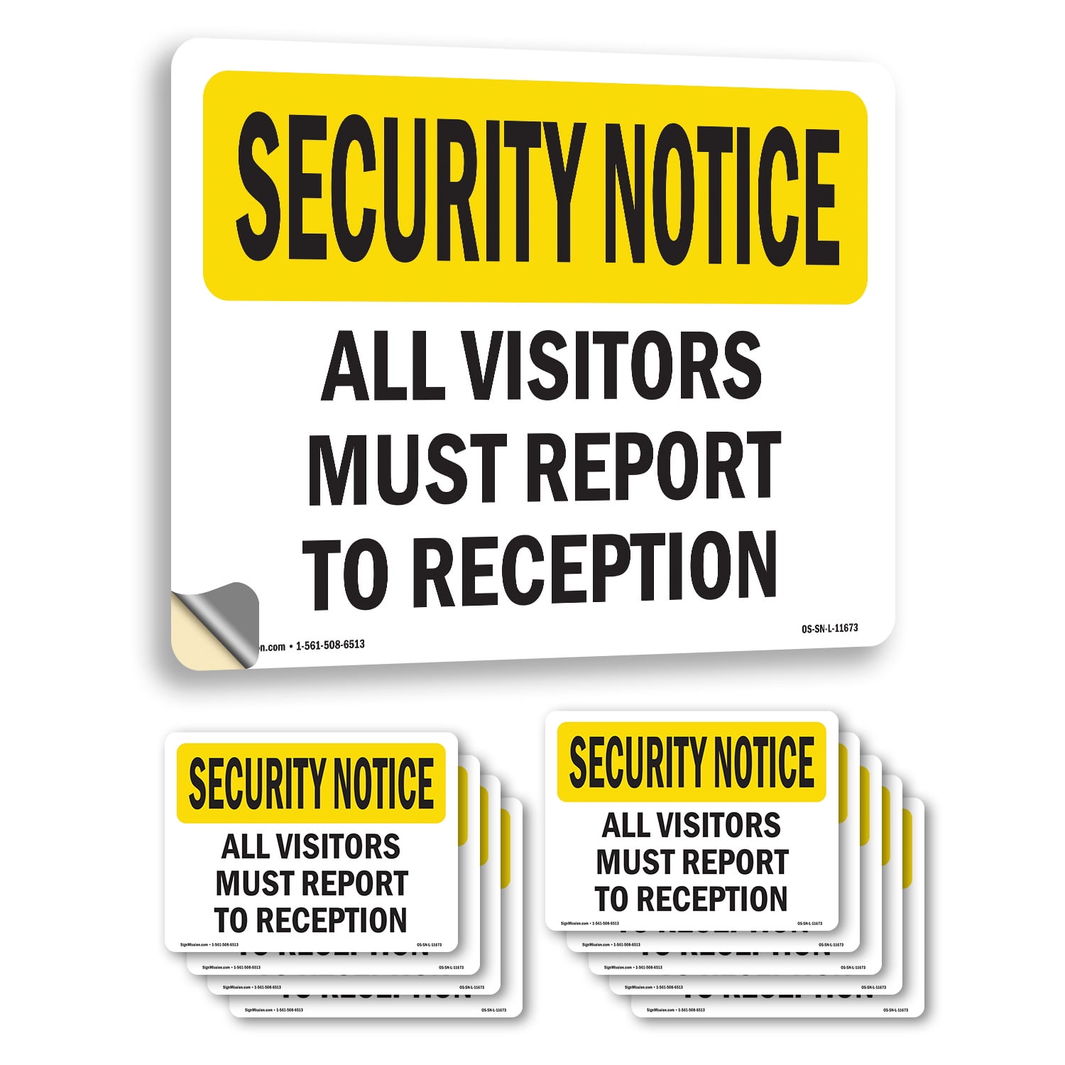 Visitors Must Report To Reception OSHA Security Notice Vinyl Decal ...