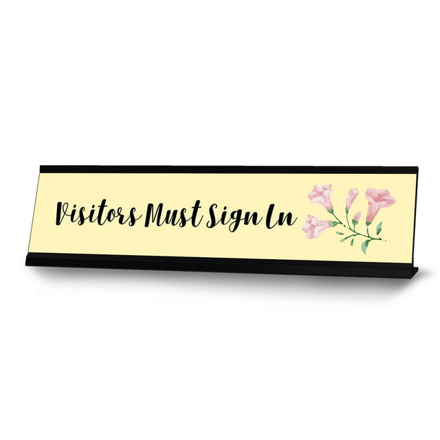 Visitors Must Sign In, Designer Desk Sign 2 x 8 - Walmart Business Supplies