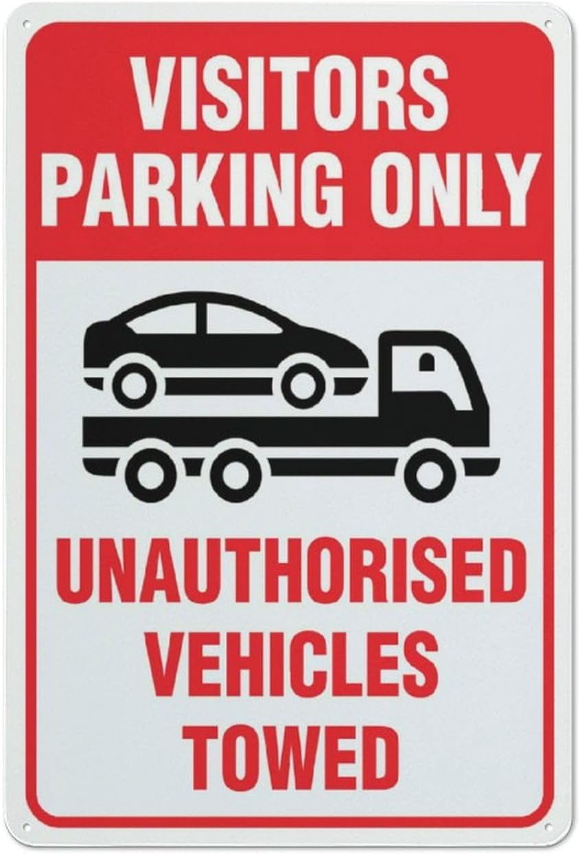 Visitors Parking Only Unauthorised Vehicles Towed Sign es Metal ...
