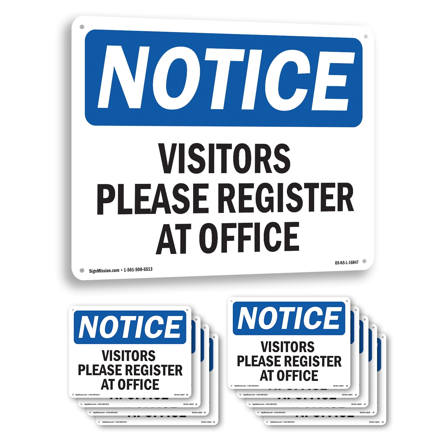 Visitors Please Register At Office OSHA Notice Rigid Plastic Sign 24 ...