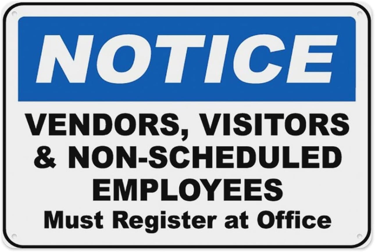 Visitors Register At Office Sign - 8"x12" Aluminum Tin Warning Sign ...