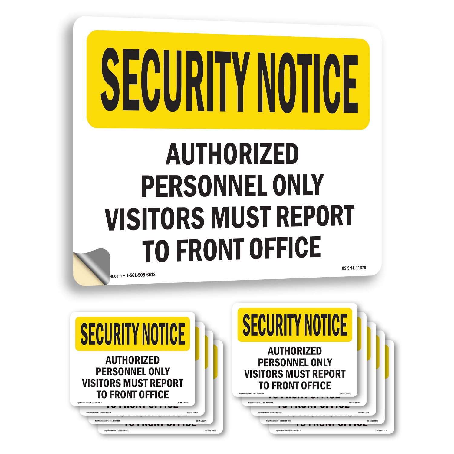 Visitors Report To Front Office OSHA Security Notice Vinyl Decal Label ...
