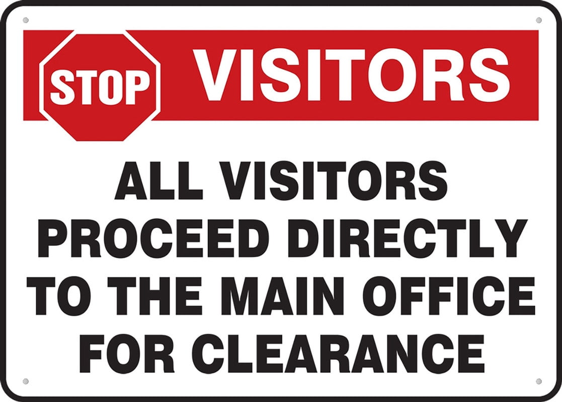 Visitors Stop Safety Sign All Visitors Proceed Directly To The Main ...