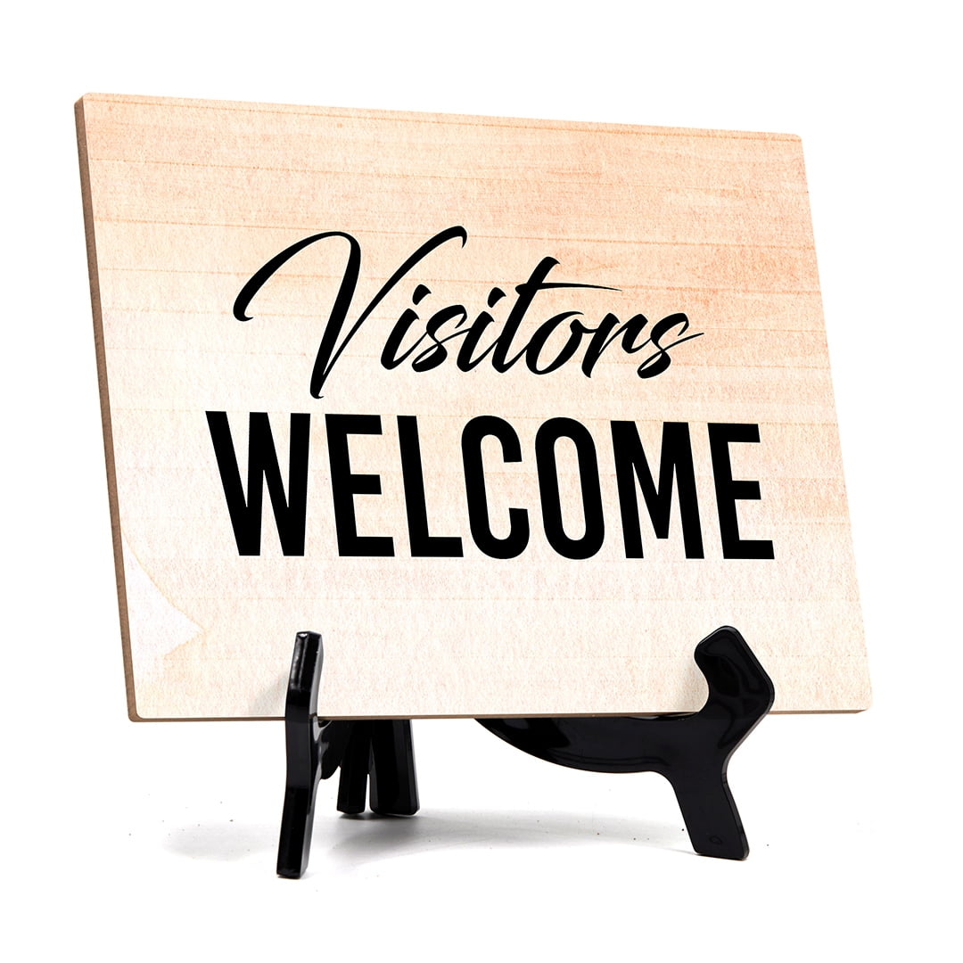 'Visitors Welcome' Table Sign with Easel Stand, 6" x 8" - Walmart.com