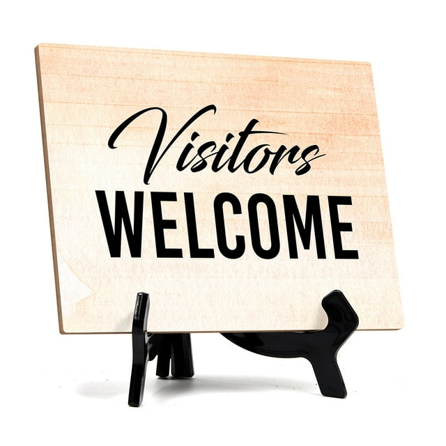 'Visitors Welcome' Table Sign with Easel Stand, 6" x 8" - Walmart.com