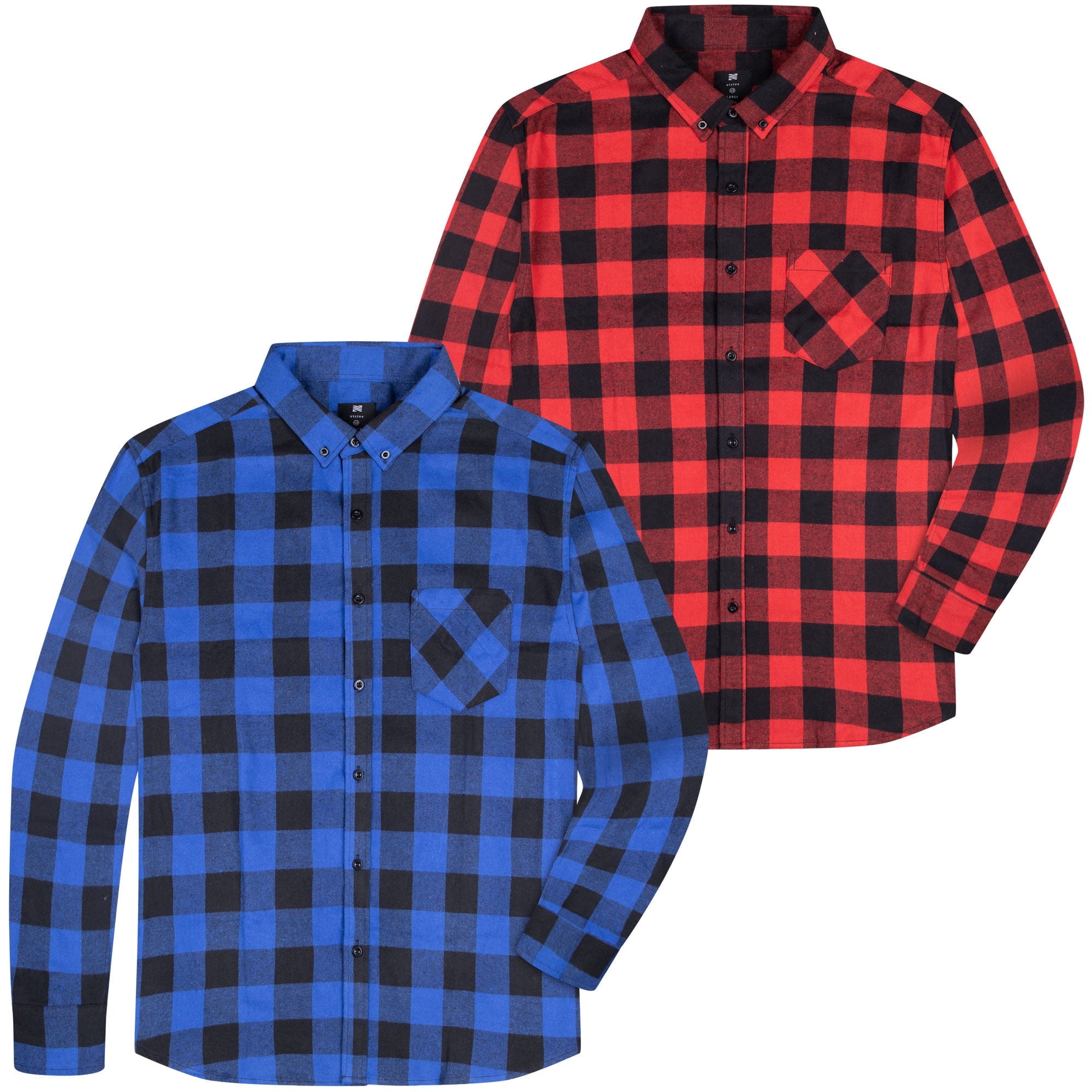 Visive 2 Pack Mens Flannel Shirts Long Sleeve Big And Tall Heavy Shirt ...