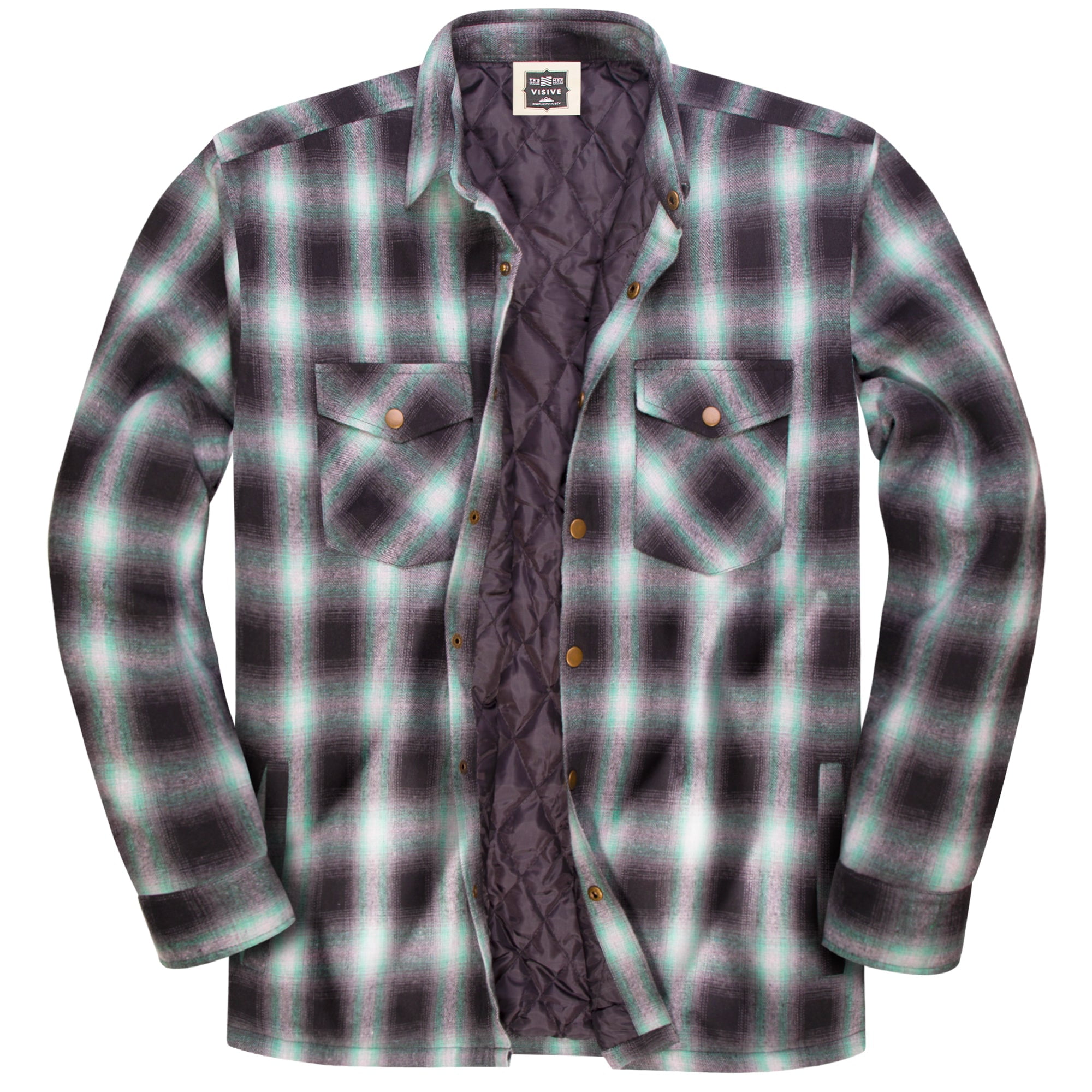 Visive Men's Sherpa-Lined Flannel Jacket - Button-Up Jacket ...