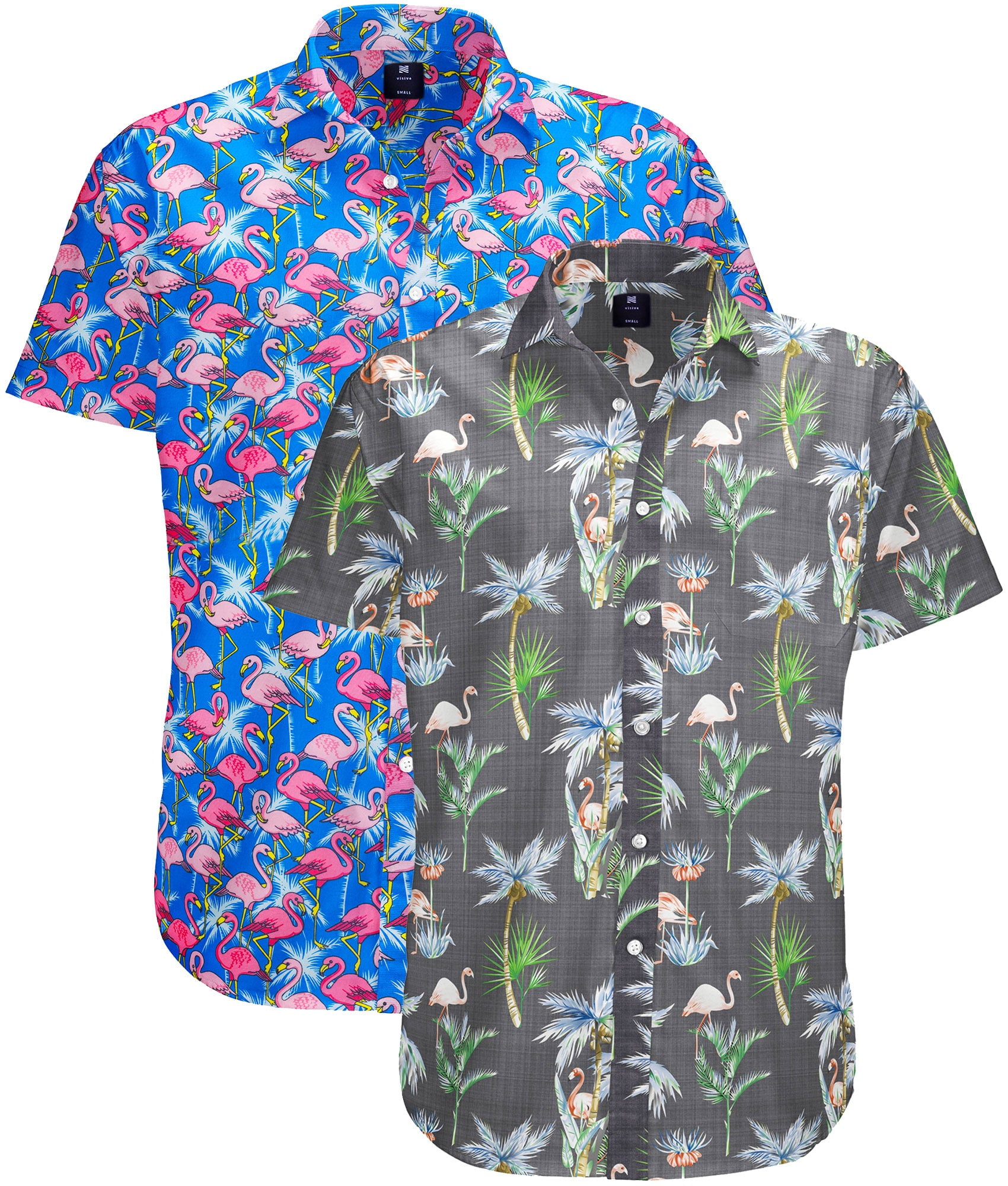 Visive Men's Stylish Hawaiian 2 Pack Button Down Short Sleeve Shirt ...